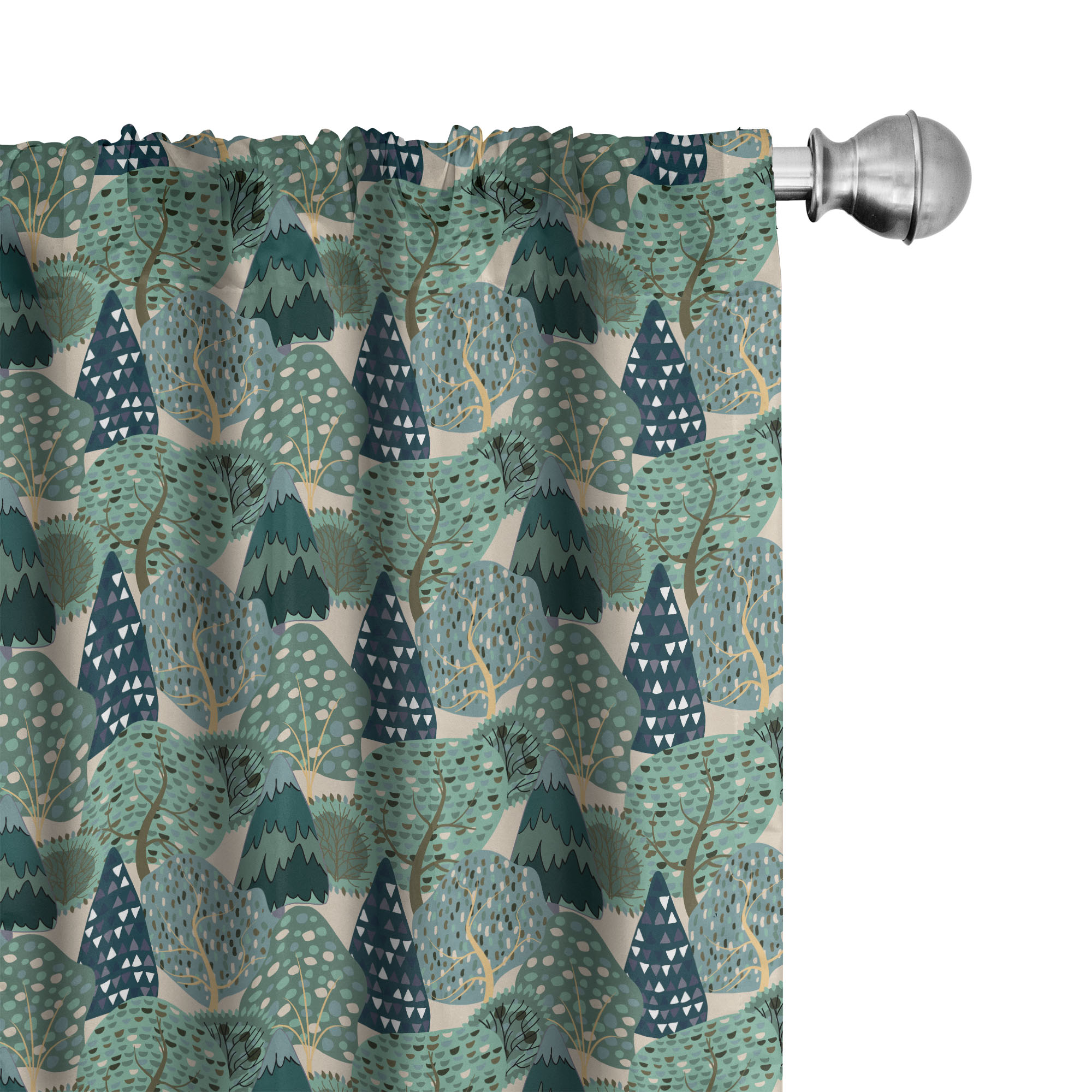 Ambesonne Forest 4-Panel Curtains, Trees Triangles Semicircles, 56"x63 ...