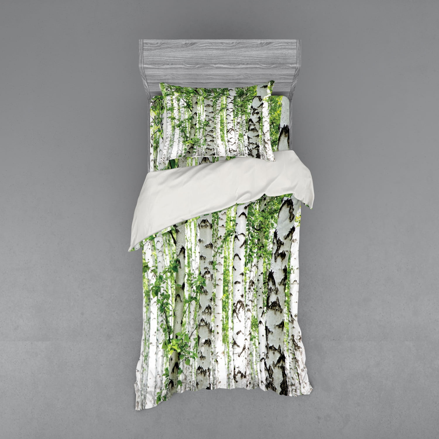 Ambesonne Forest Bedding Set 3 Pcs, Wildlife Nature Summer, Twin, White ...