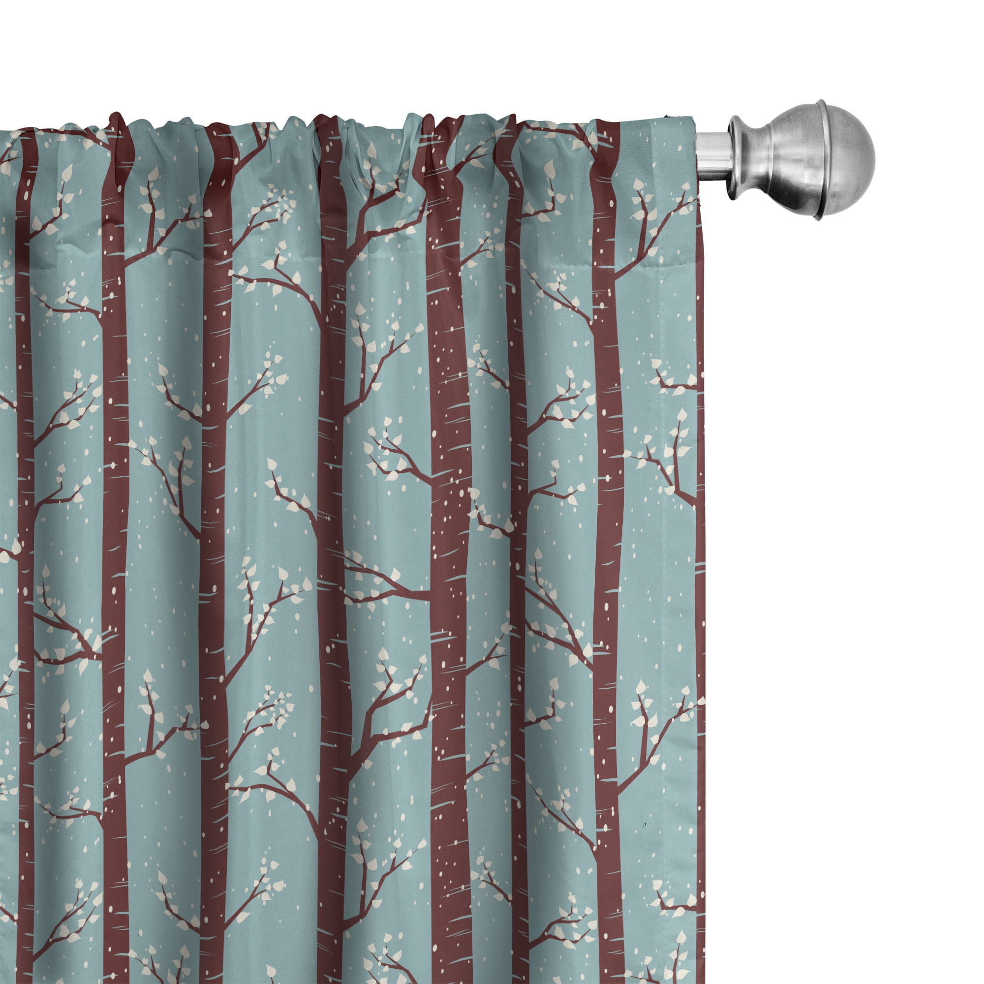 Ambesonne Forest Curtains, Birch Tree Silhouettes, Pair of 28"x63 ...