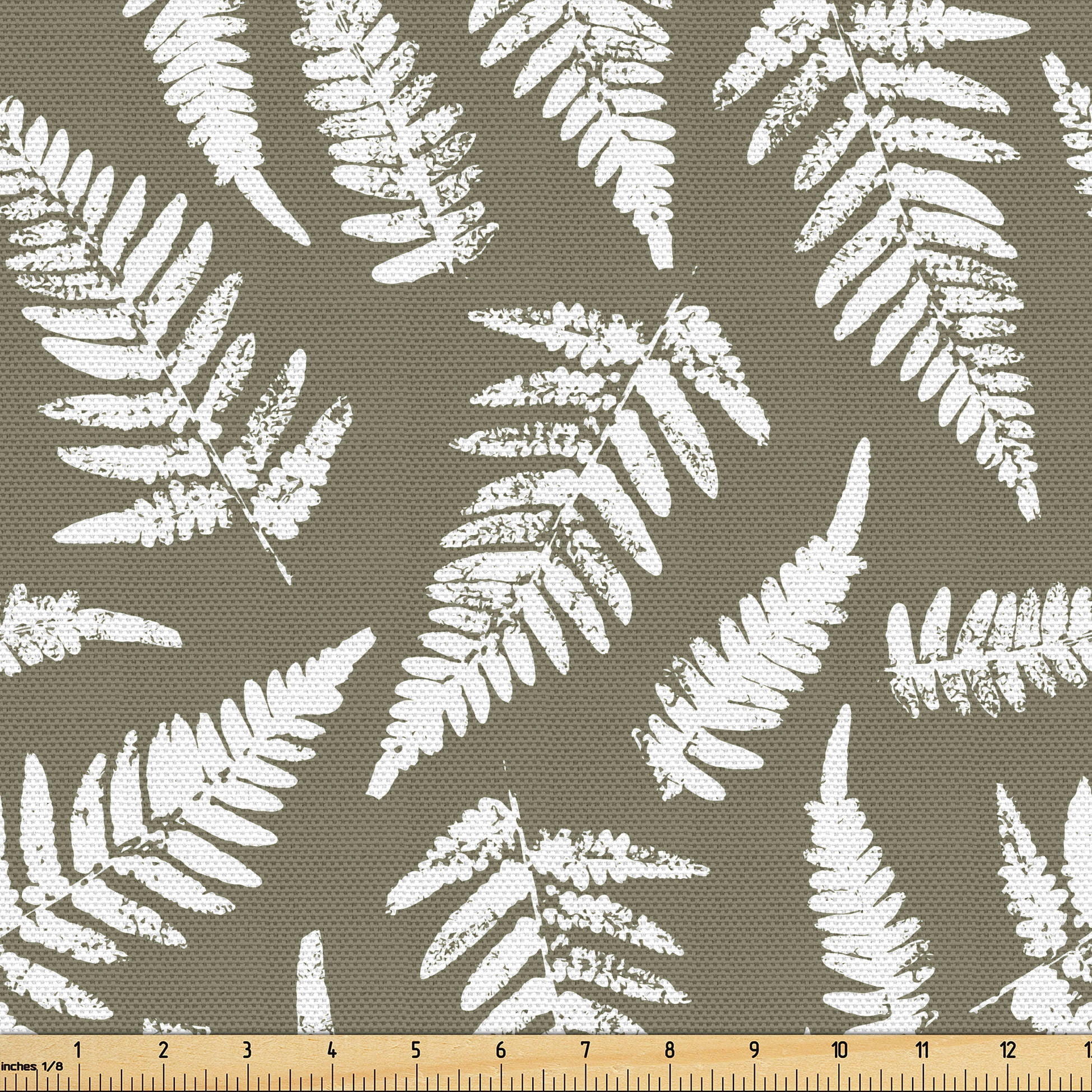 Ambesonne Forest Fabric by the Yard Upholstery, Autumn Botanical Fern ...
