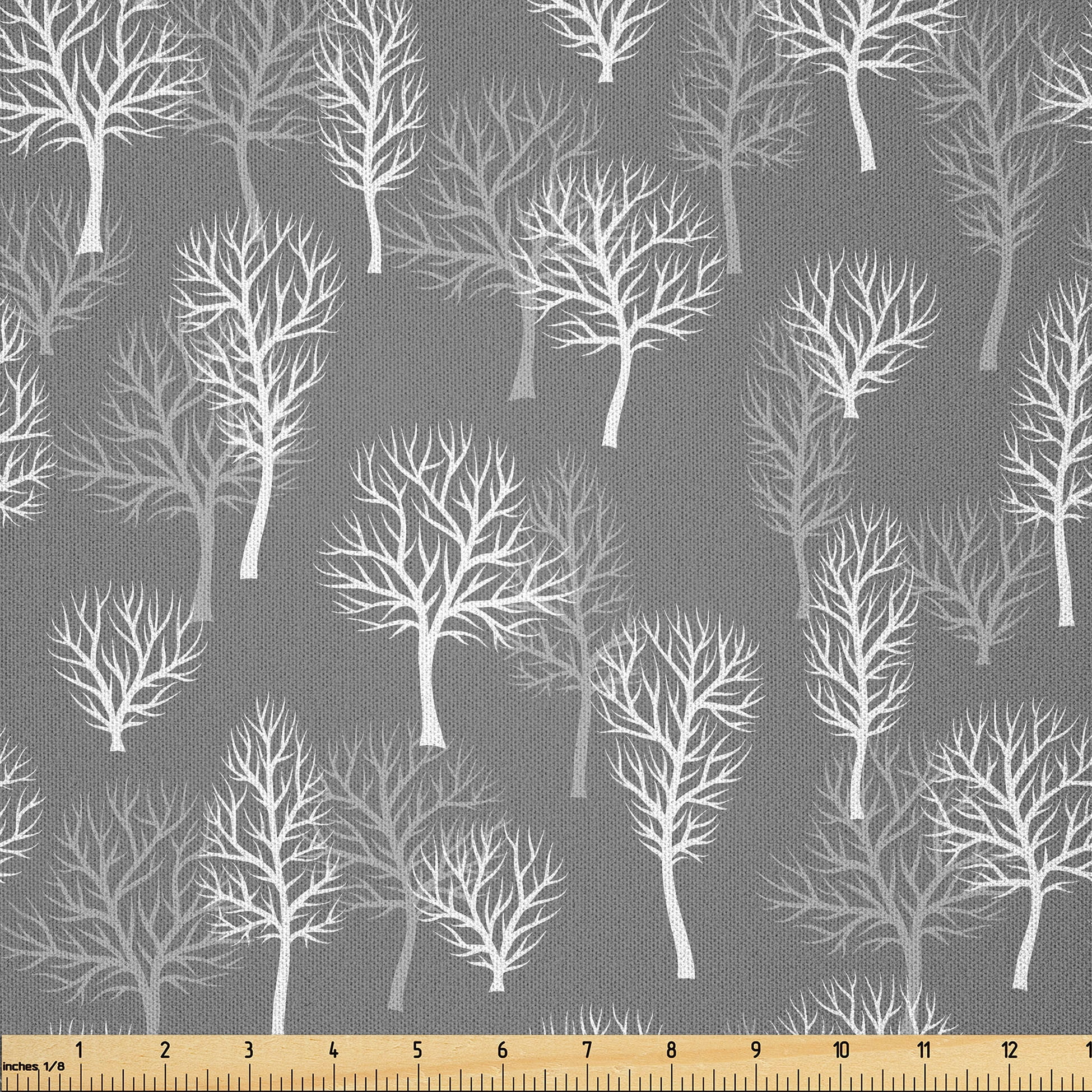 Ambesonne Forest Fabric by the Yard Microfiber, Winter Eco Deciduous ...