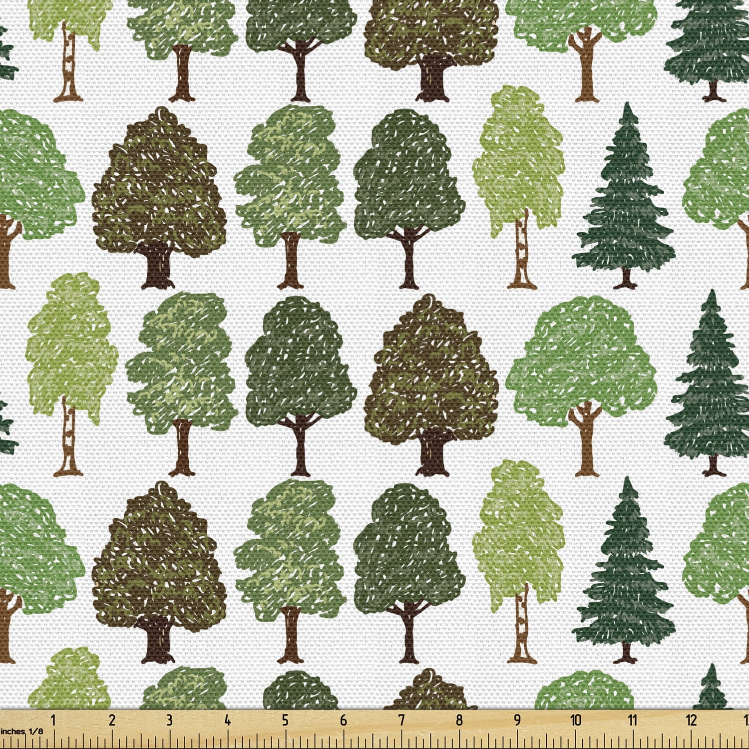 Ambesonne Forest Fabric by the Yard Upholstery, Woodland Ecology ...