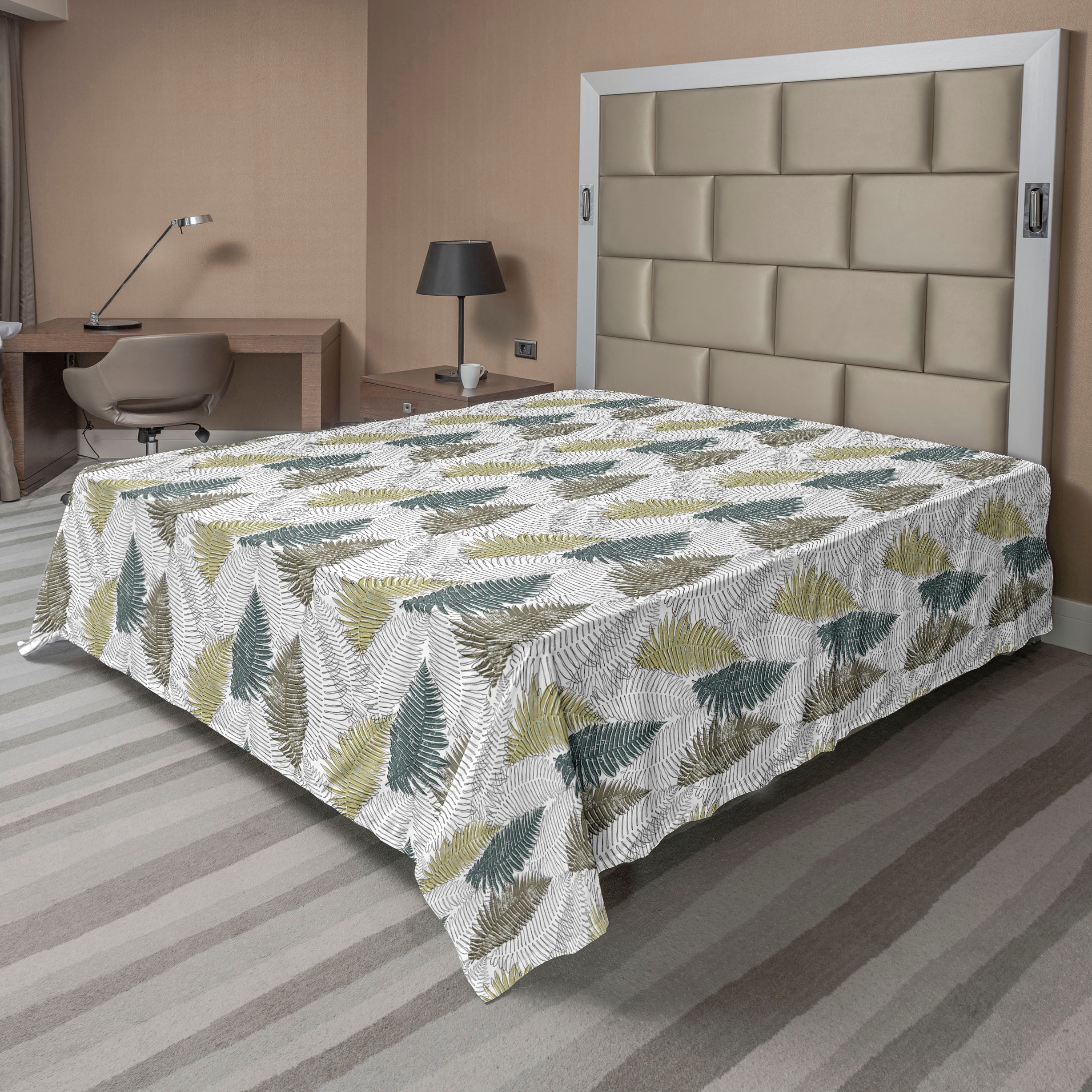Ambesonne Forest Flat Bedding Sheet Soft Top Sheet, Leaves Botanical ...