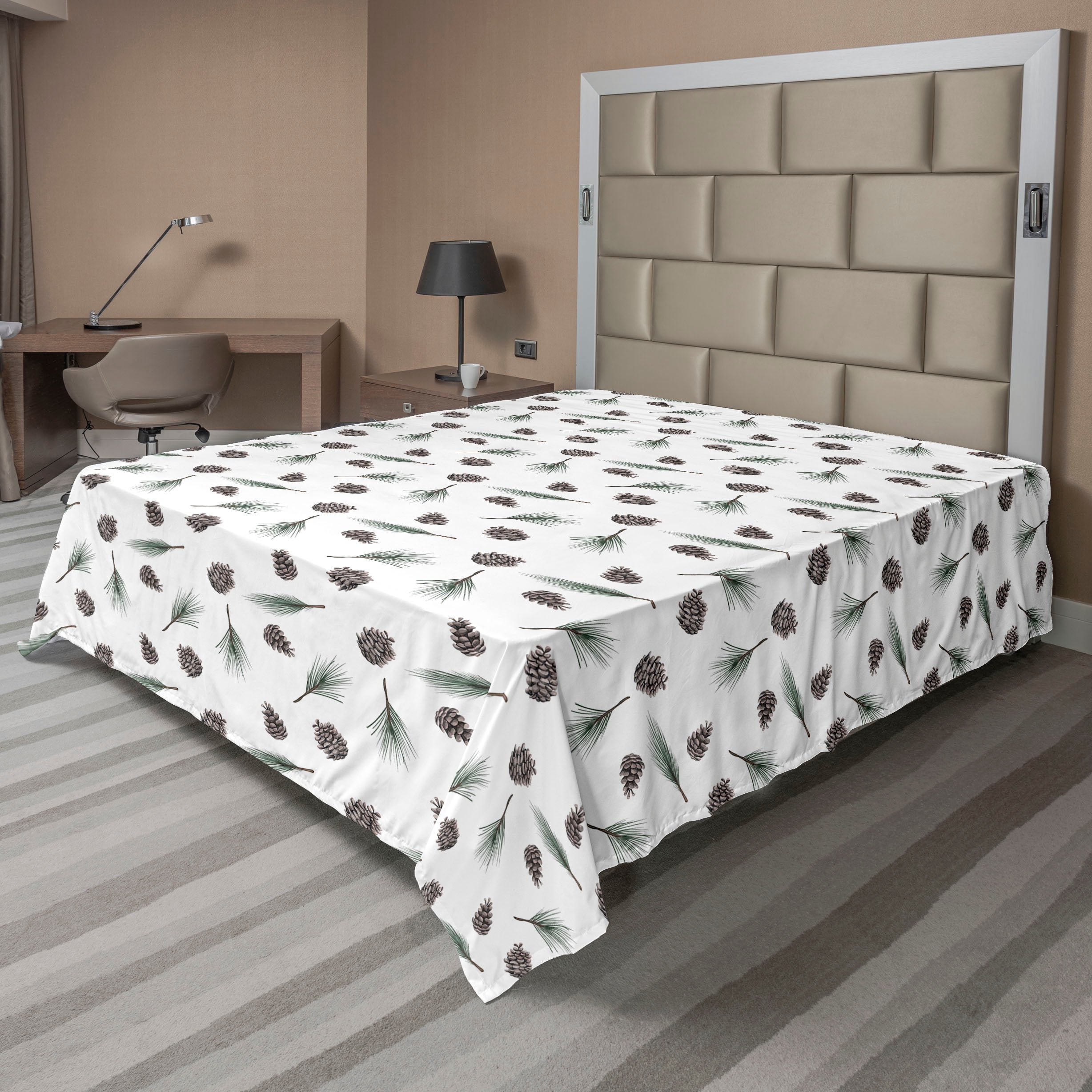 Ambesonne Forest Flat Bedding Sheet Soft Top Sheet, Winter Pine Tree ...