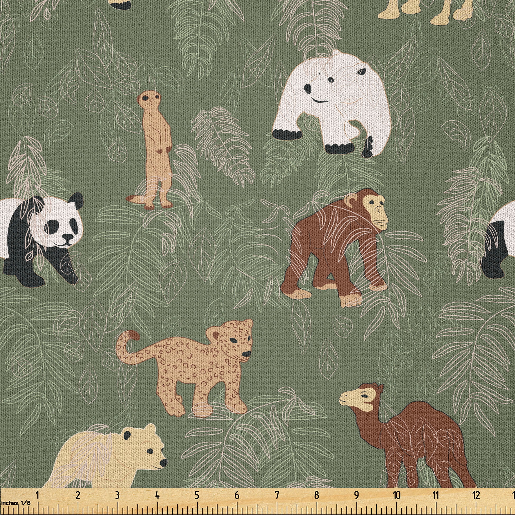 Ambesonne Forest Friends Fabric by the Yard Microfiber, Leaves and ...