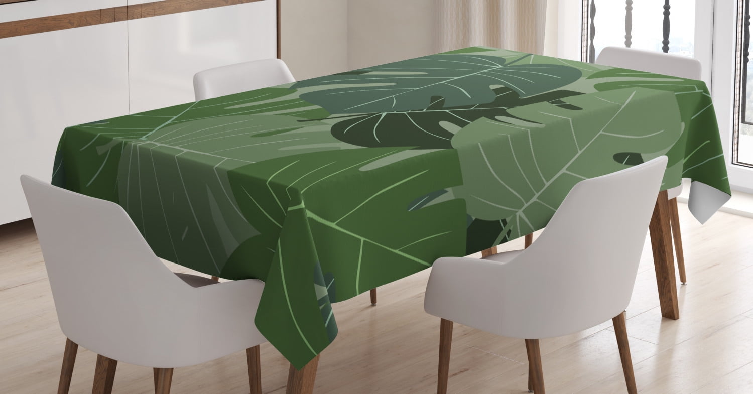 Ambesonne Forest Green Tablecloth Rectangular Table Cover, Camo Palm ...