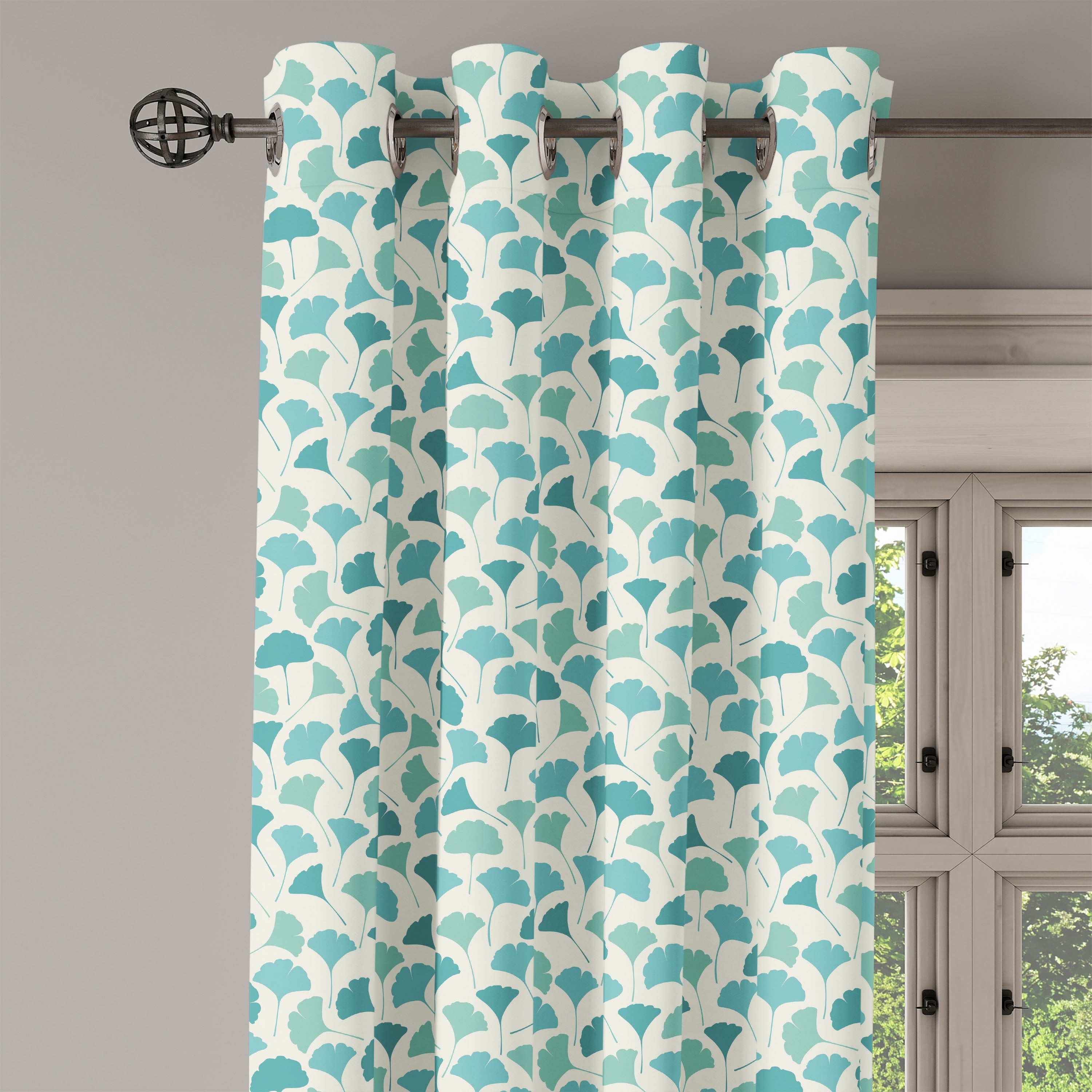 Ambesonne Forest Grommet Curtain Single Panel, Pastel Ginkgo Leaves, 50 ...