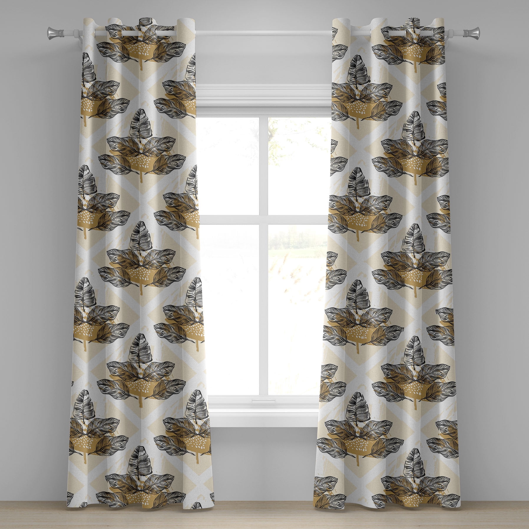 Ambesonne Forest Grommet Curtain, Tropical Leaf Sketchy Print, 50"x72 ...