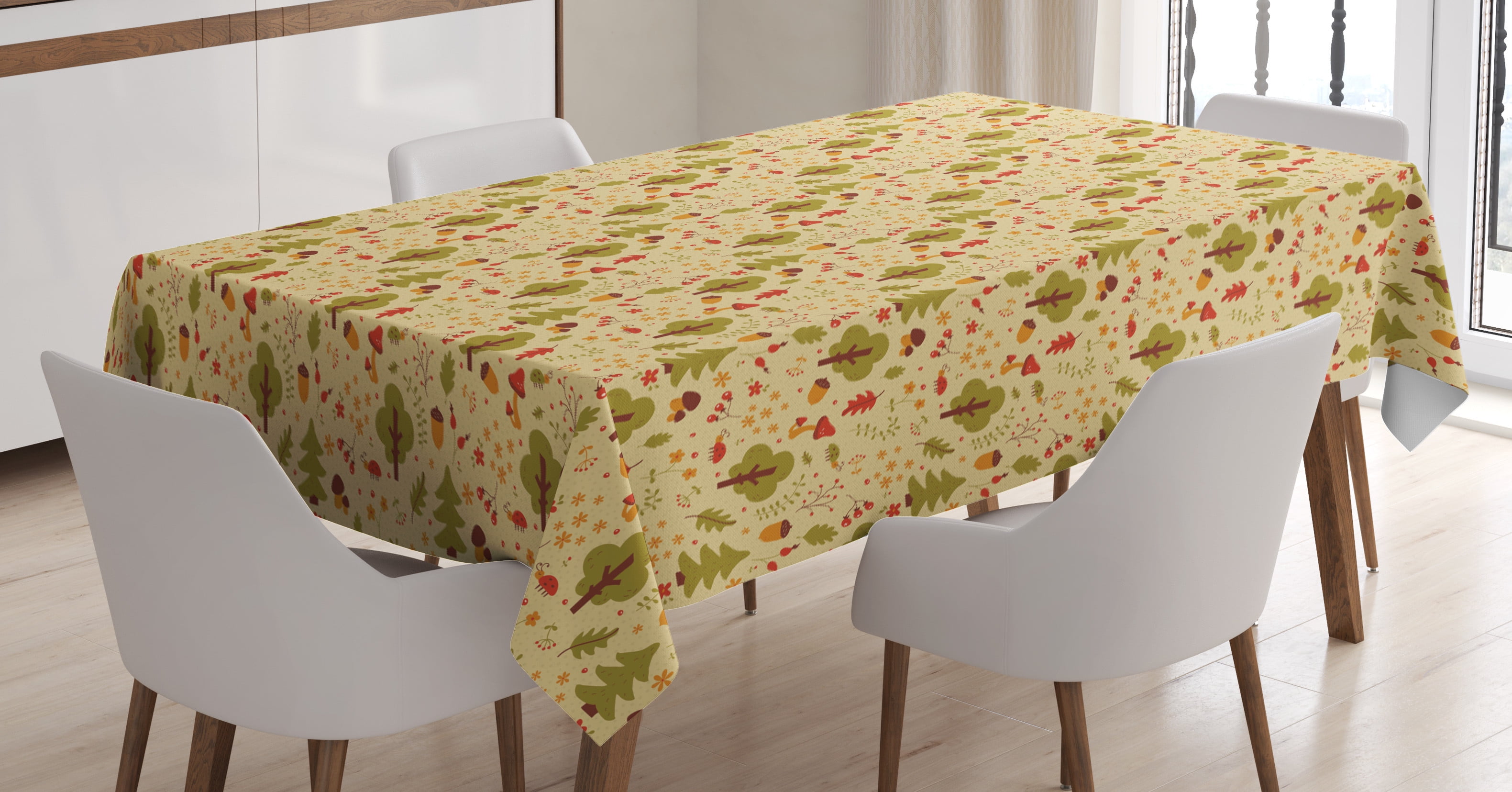 Ambesonne Forest Tablecloth Rectangular Table Cover, Woodland Animals ...