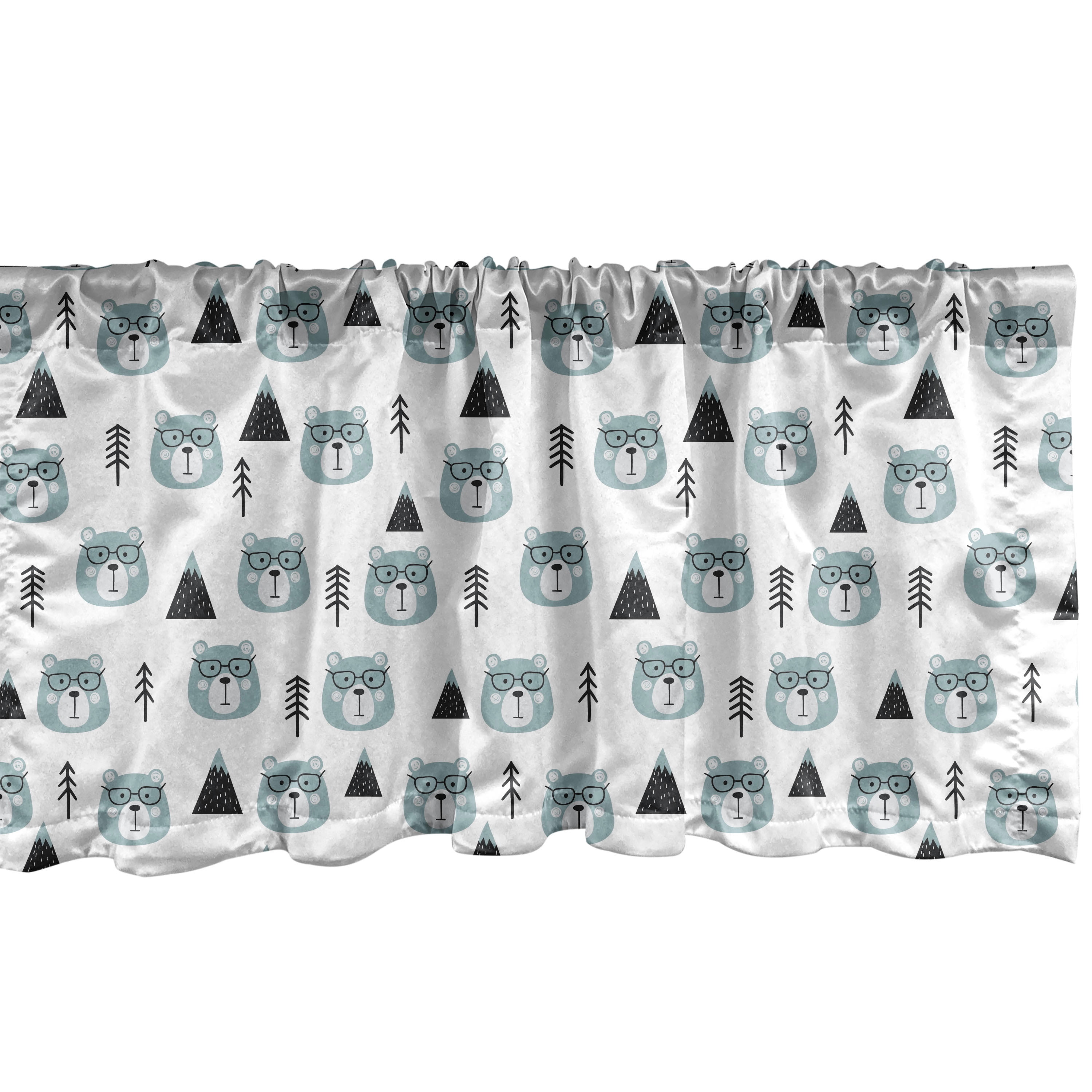Ambesonne Forest Window Valance, Mountain Tree and Bear Head, 54" X 18 ...
