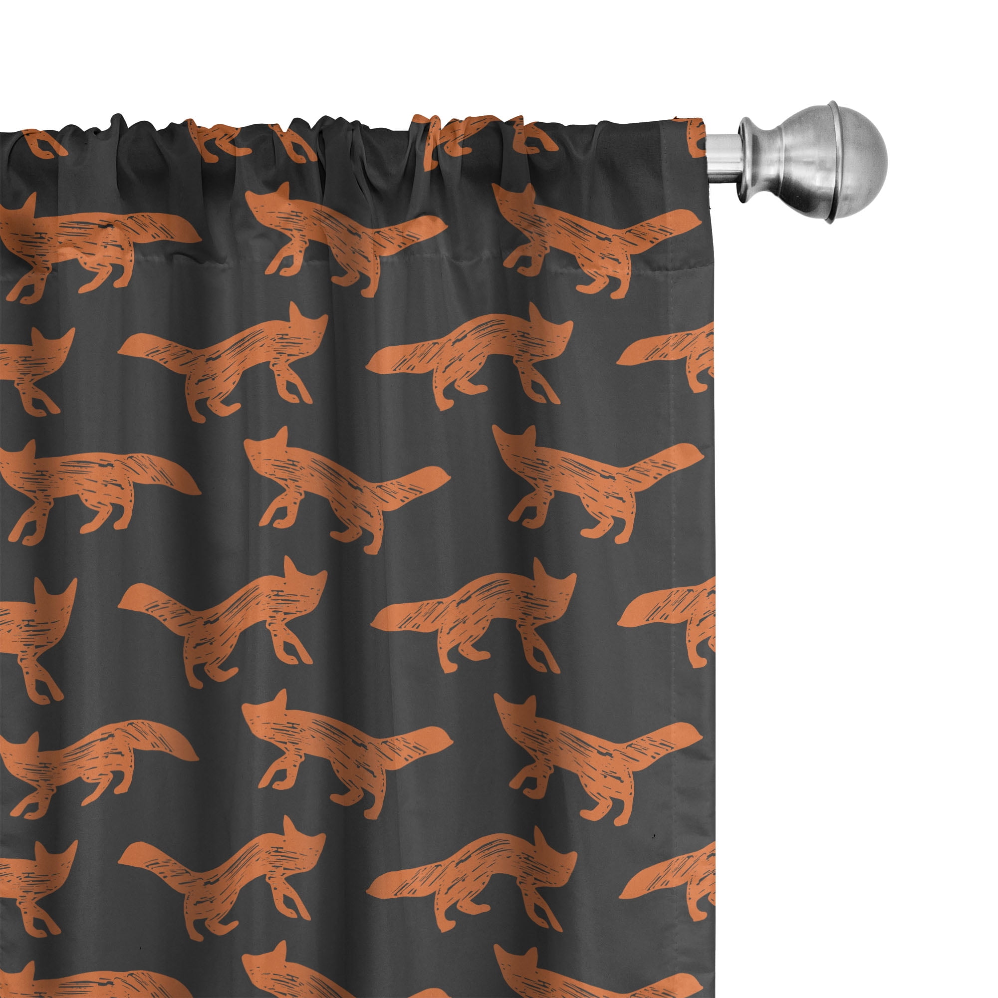 Ambesonne Fox Curtains, Forest Animal Silhouette, Pair of 28"x95 ...