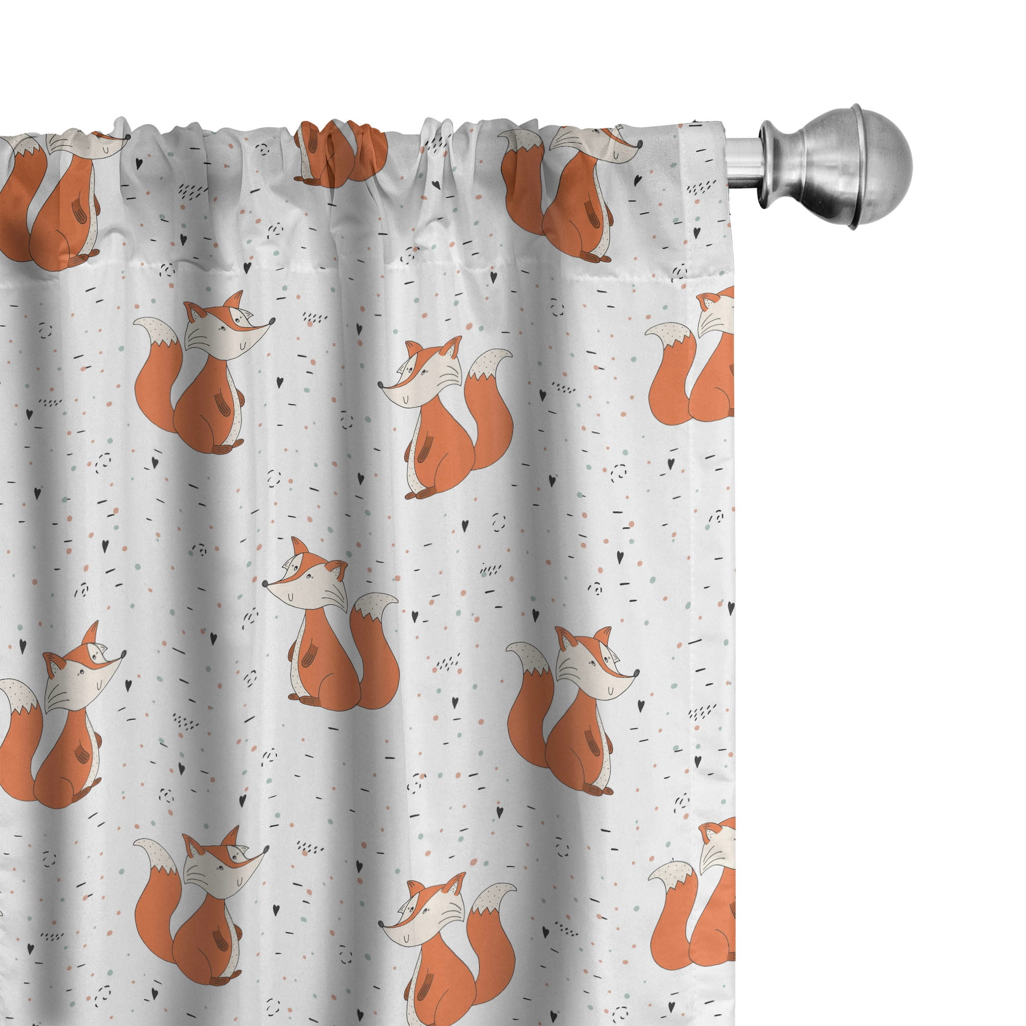 Ambesonne Fox Curtains, Orange Forest Animal, Pair of 28"x84", Orange ...