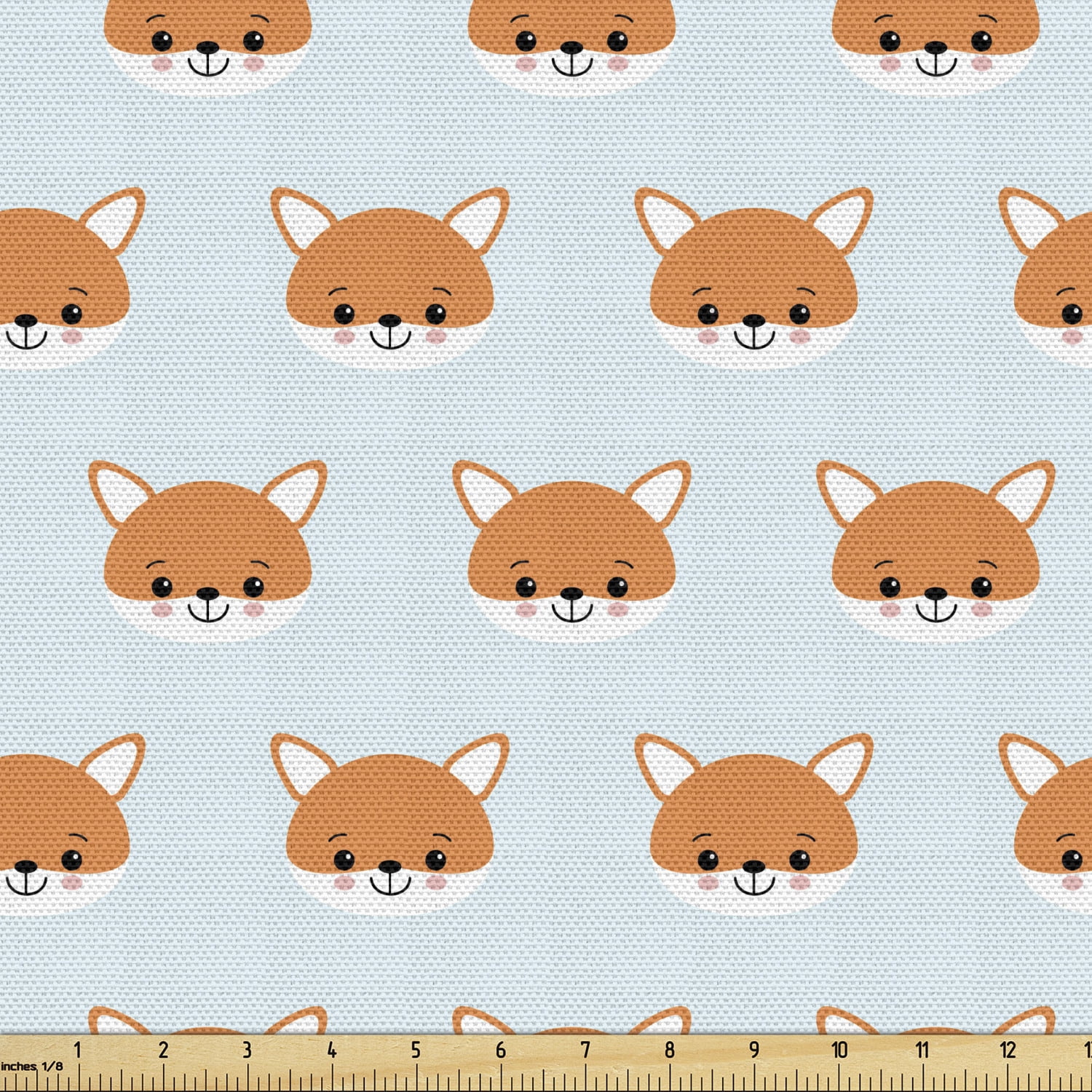 Ambesonne Fox Fabric by the Yard Upholstery, Animal Head, 5 Yards, Pale ...