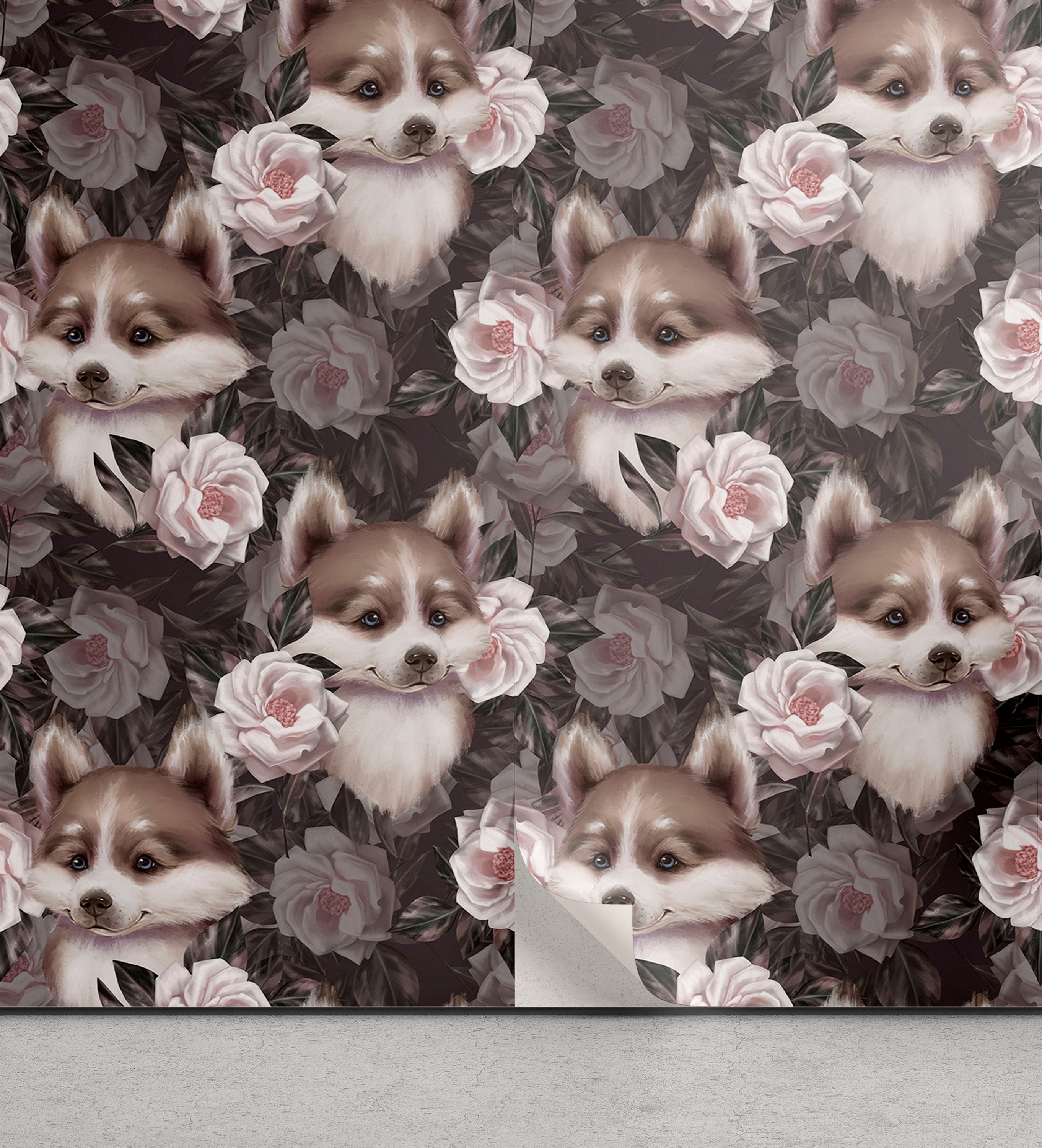 Ambesonne Fox Peel & Stick Wallpaper for Home, Whimsical Foxen Cubs ...