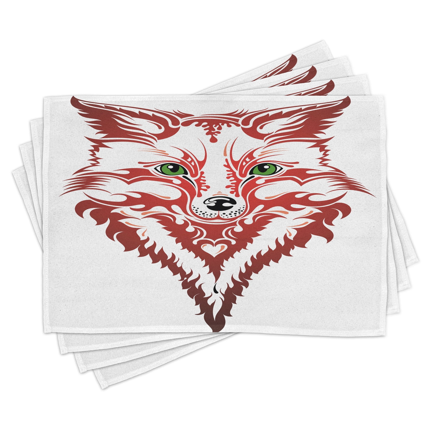 Ambesonne Fox Place Mats Set of 4, Patterned Animal, Standard Size ...