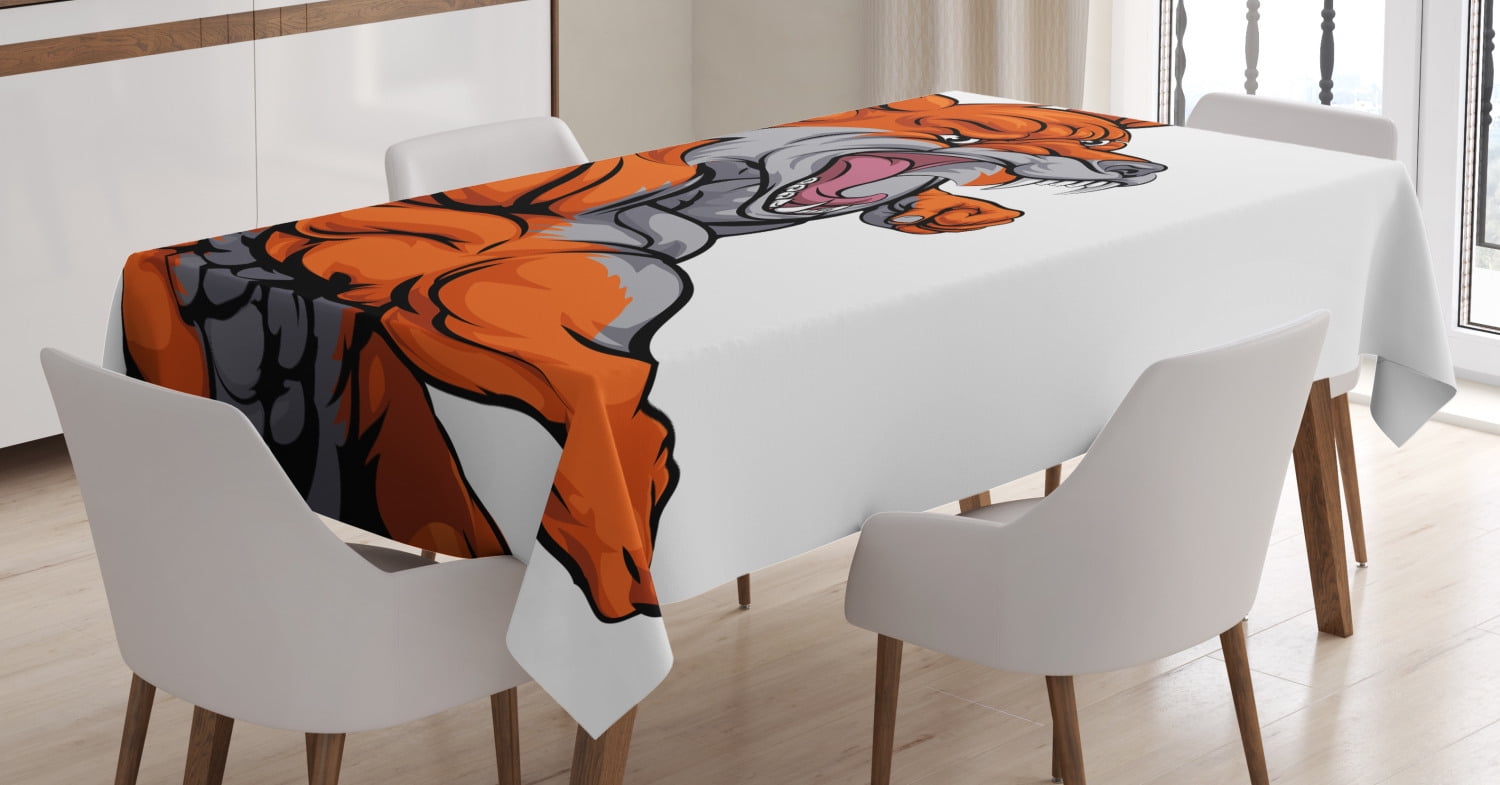 Ambesonne Fox Tablecloth Rectangular Table Cover, Muscular Sports Fox ...