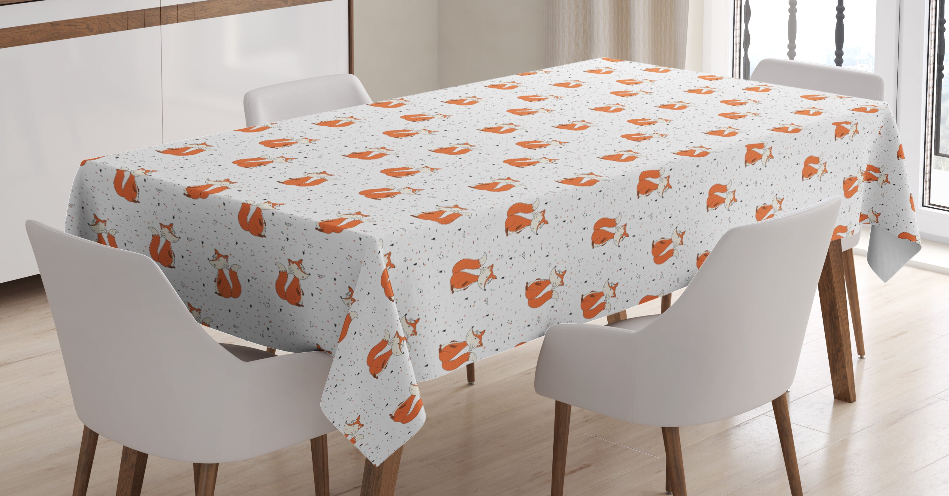 Ambesonne Fox Tablecloth Rectangular Table Cover, Orange Forest Animal ...