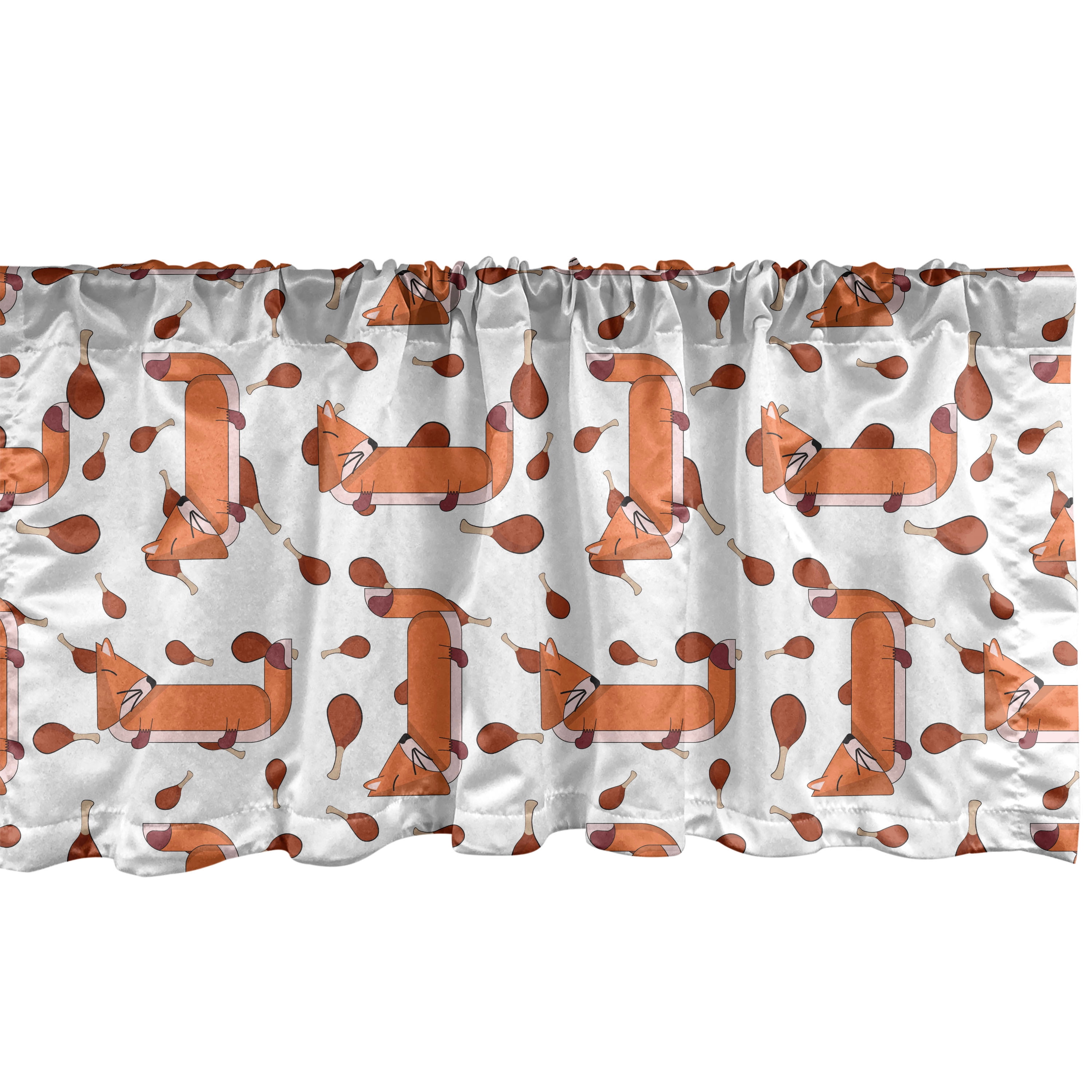 Ambesonne Fox Window Valance, Cartoon Pattern Meat and Animal, 54" X 12 ...