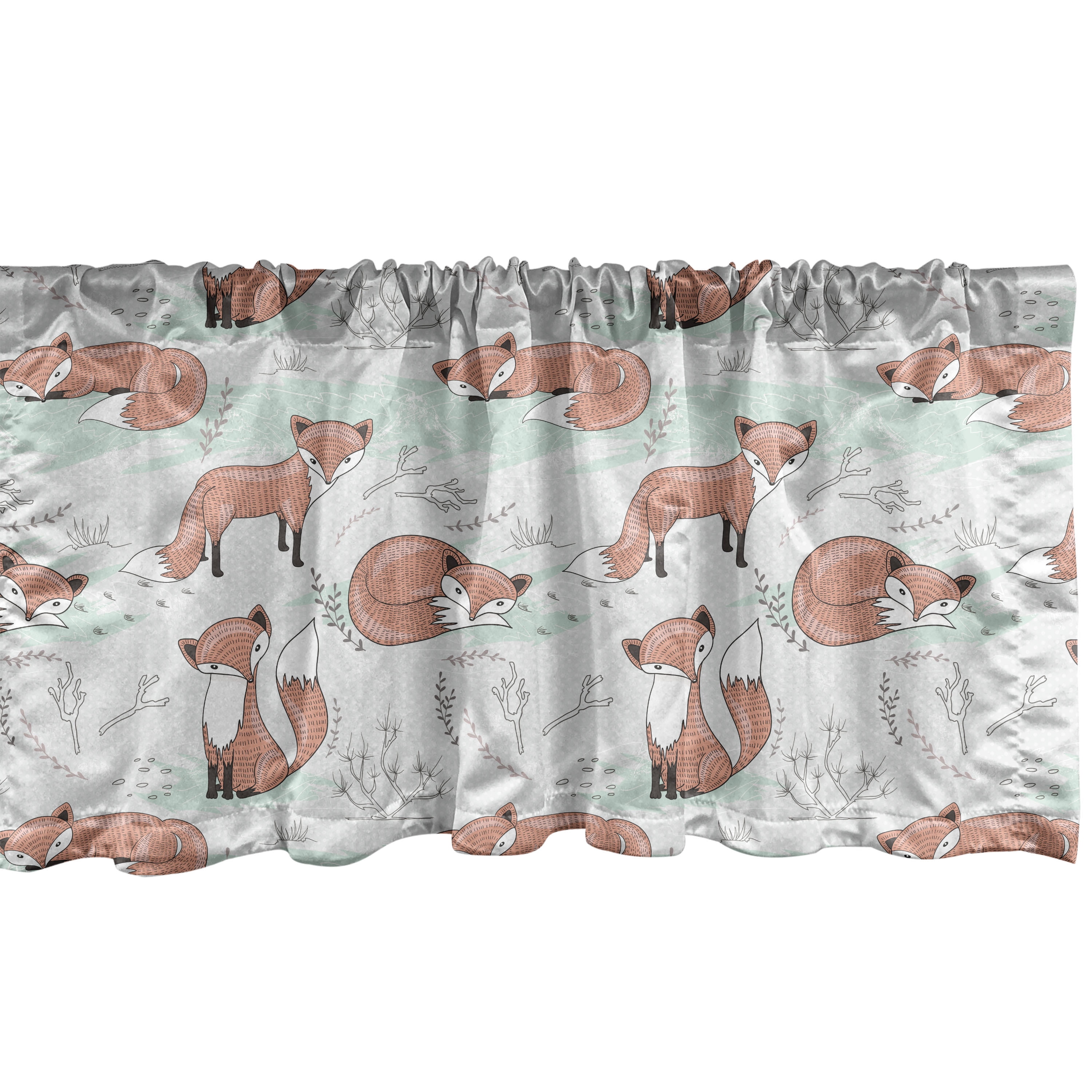 Ambesonne Fox Window Valance, Wild Forest Animals Polka Dots, 54" X 12 ...