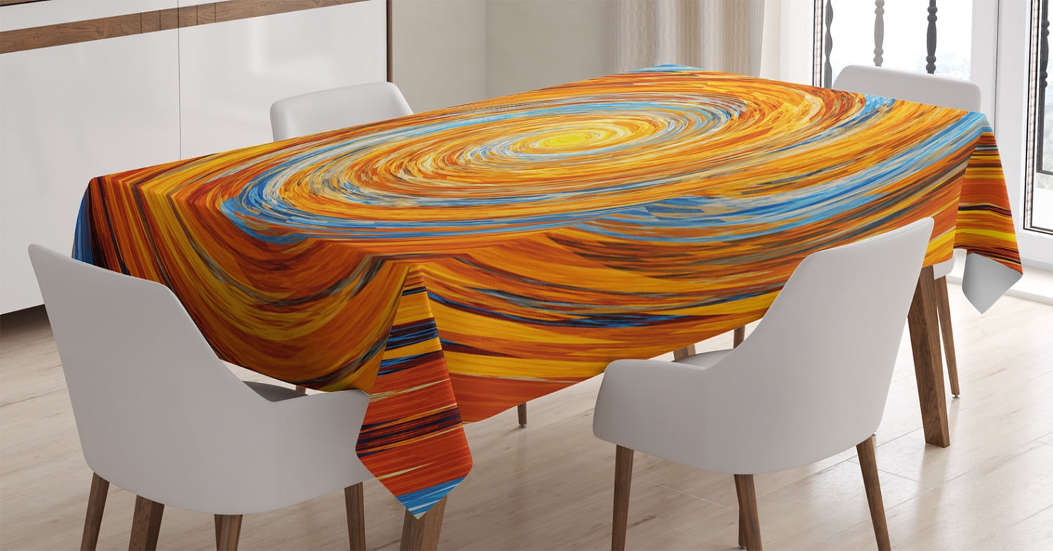 Ambesonne Fractal Tablecloth Rectangular Table Cover, Colorful Hippie ...