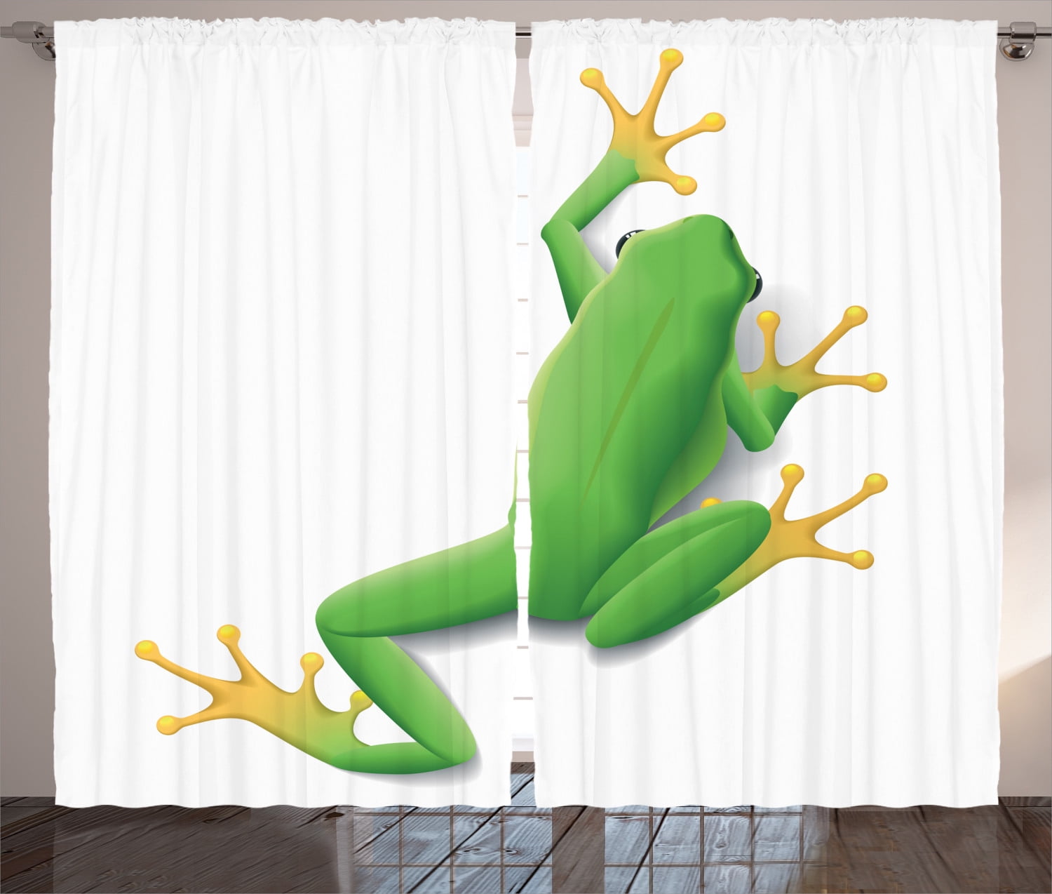 Ambesonne Frog Curtains 2 Panel Set, Tropic Frog in Nature, 108" x 90 ...