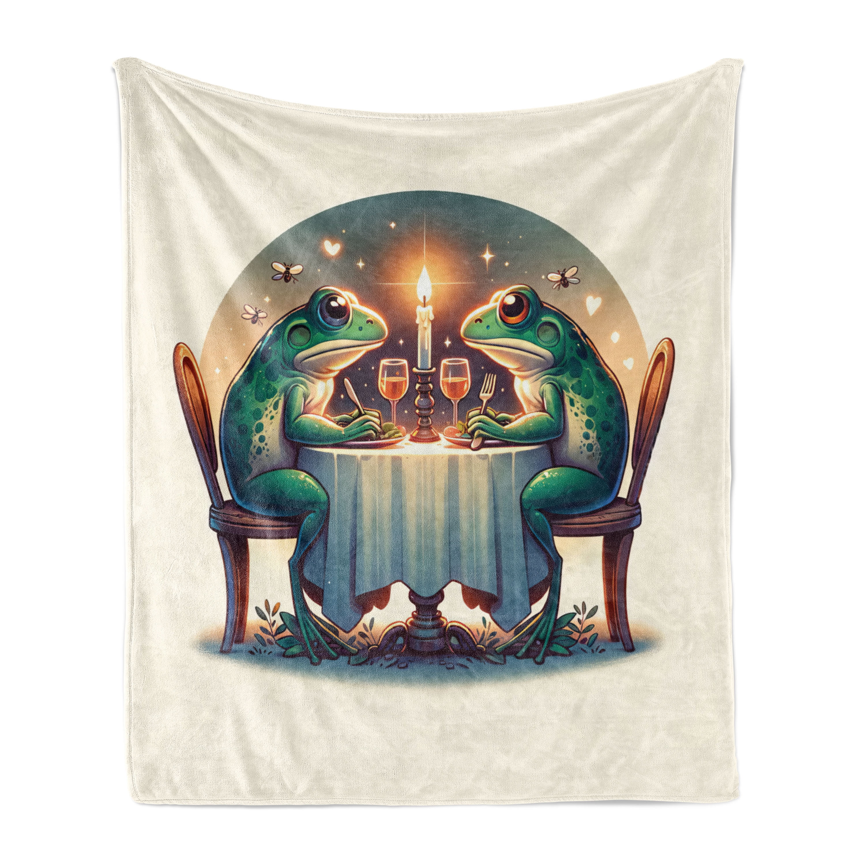 Ambesonne Frog Fleece Throw Blanket Croaker Couple Romantic Dinner 50 ...