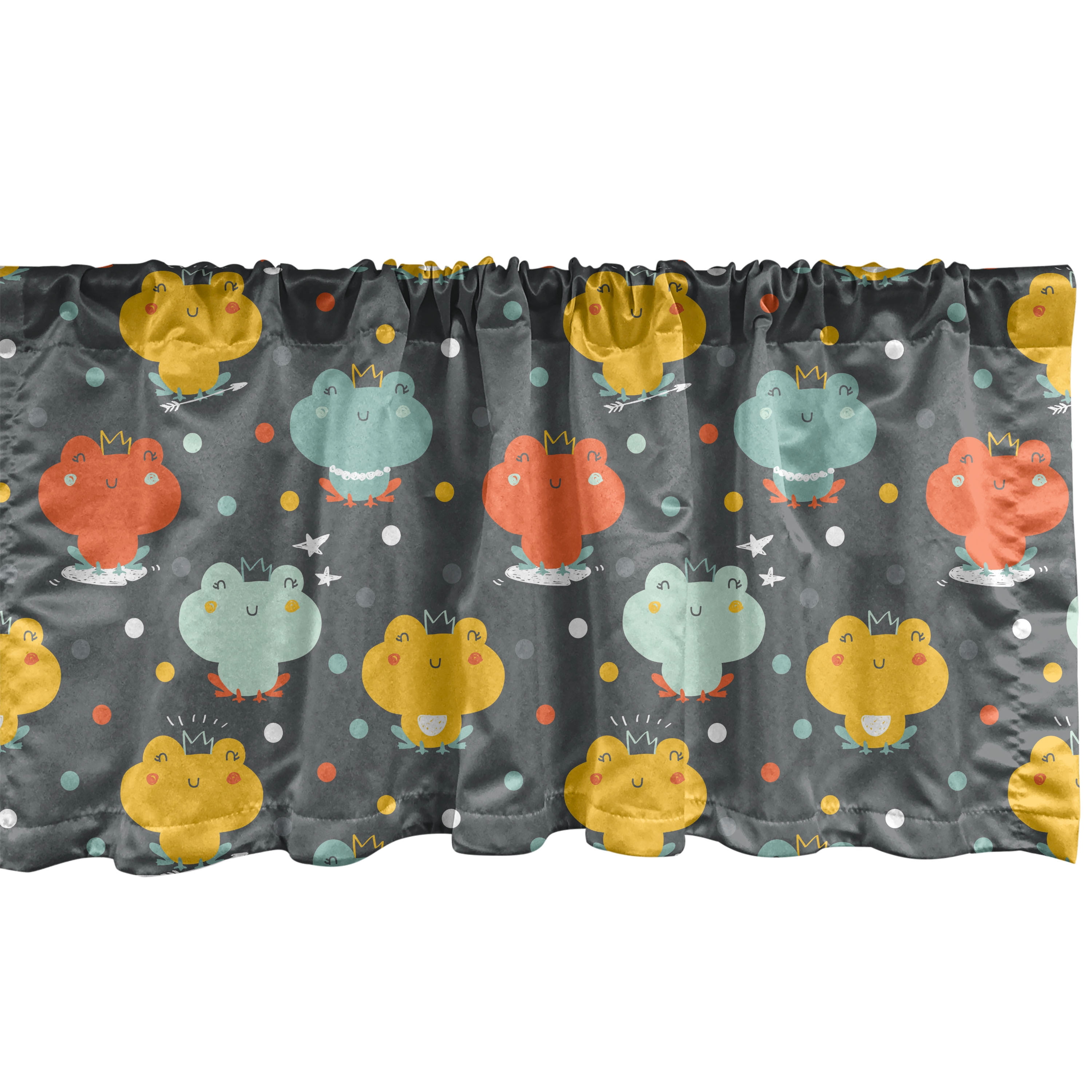 Ambesonne Frog Window Valance, Cartoon Colorful Frogs, 54" X 12 ...