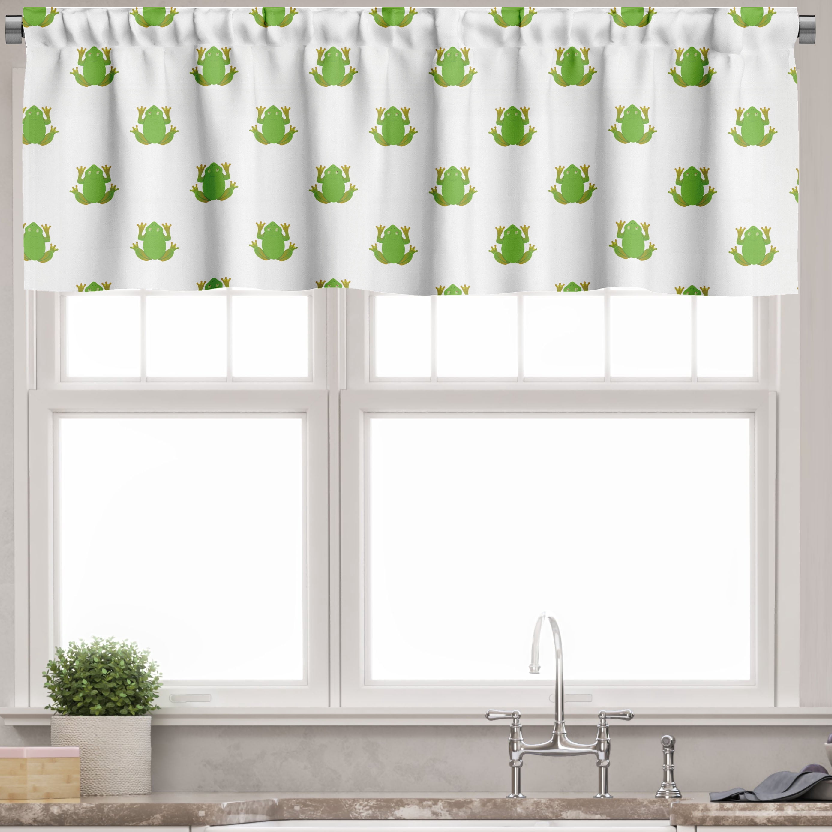 Ambesonne Frog Window Valance, Repetitive Animal Top View, 54" X 12 ...