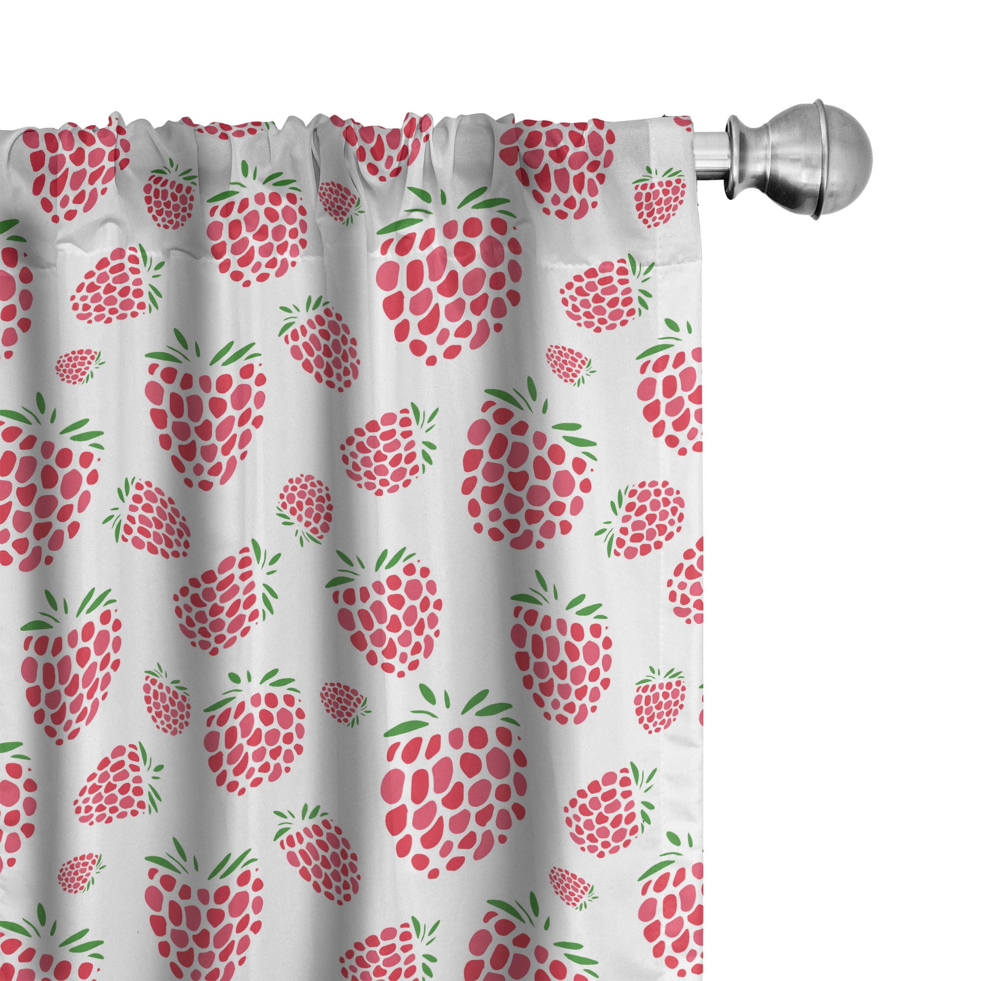 Ambesonne Fruit Window Curtains, Raspberries Pattern, Each 28" W x 84 ...