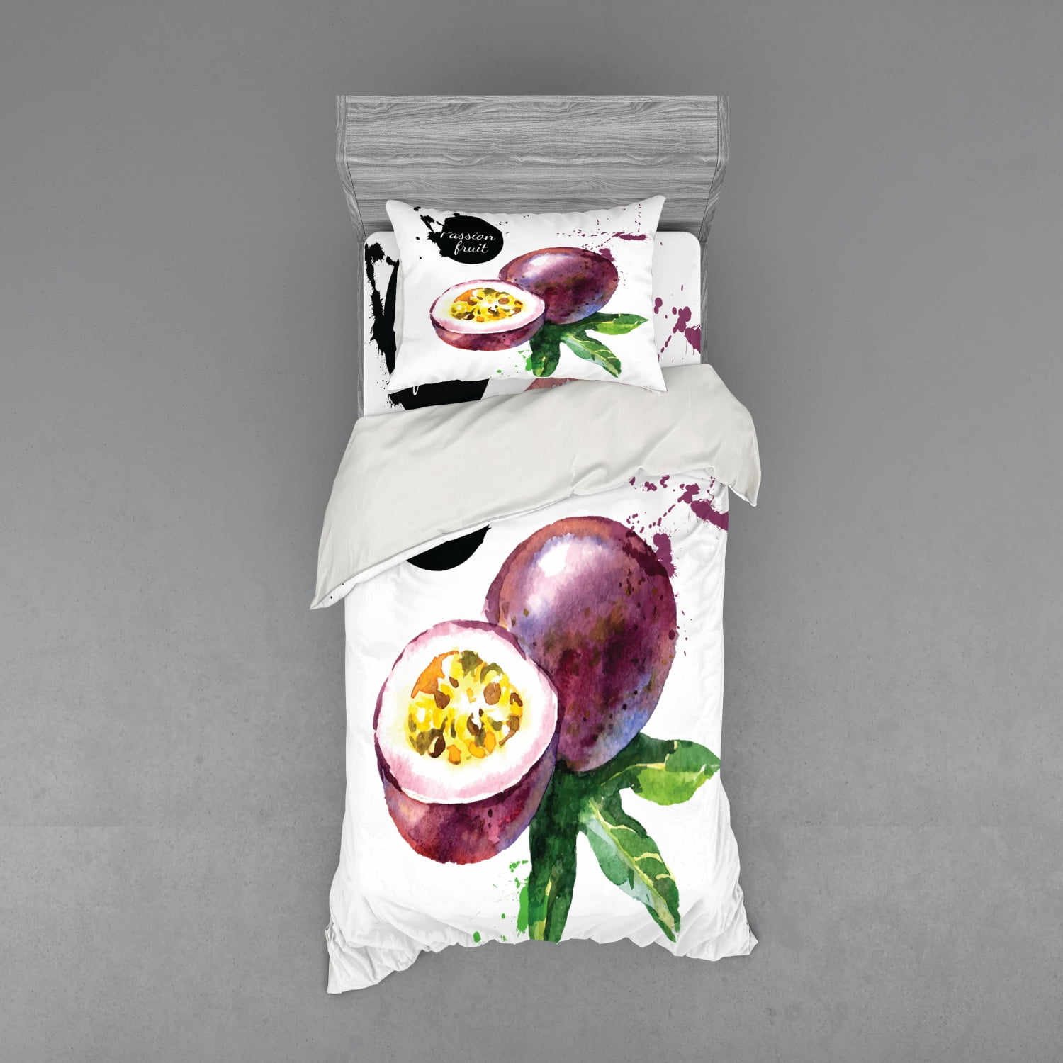 Ambesonne Fruit Bedding Set 3 Pcs, Watercolor Exotic Design, Twin ...