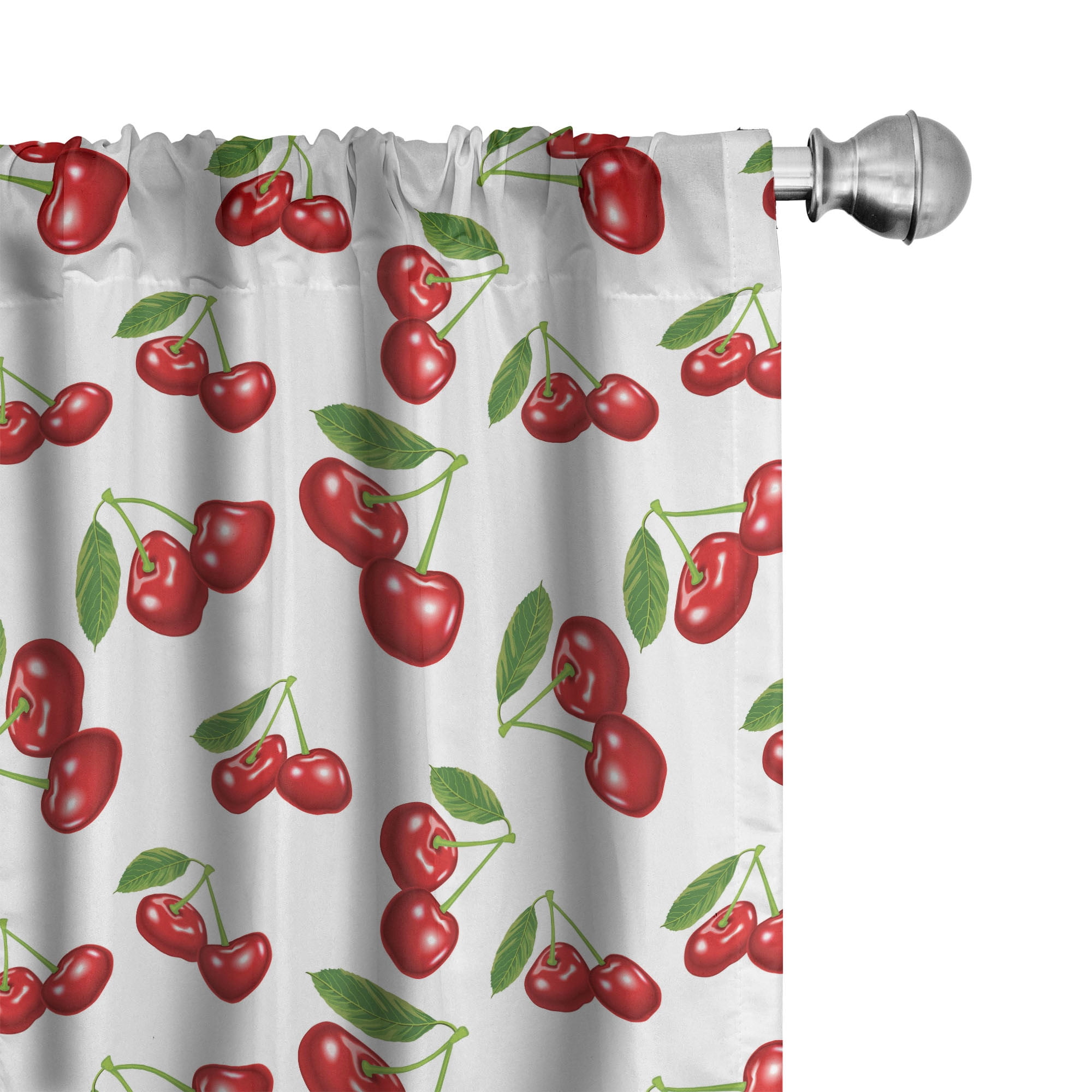 Ambesonne Fruit Curtains, Cherry Fruit Pattern, Pair of 28"x84", White ...