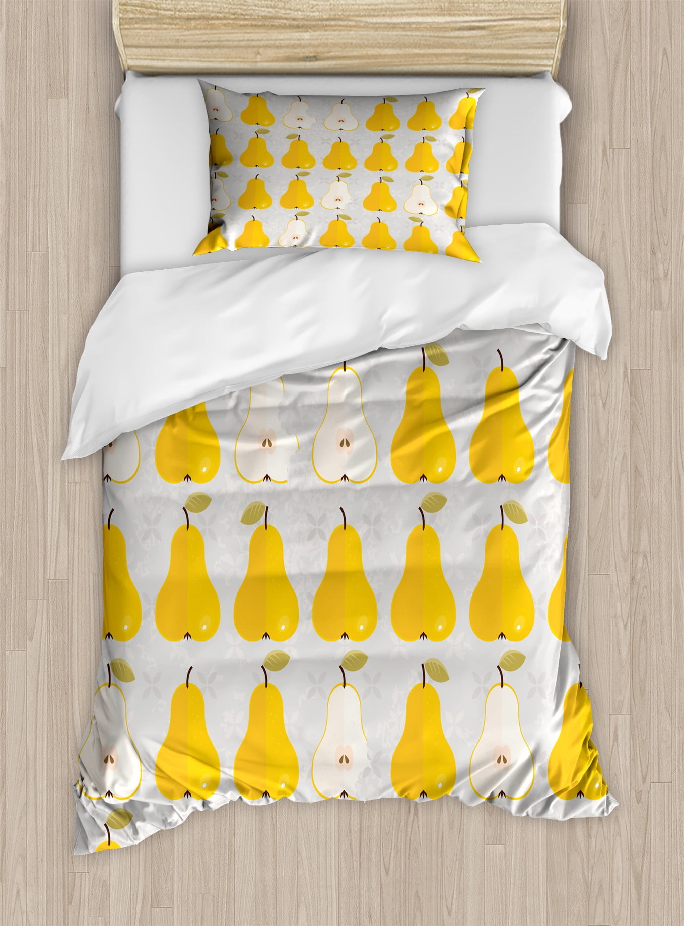 Ambesonne Fruit Duvet Cover Sets, Rhytmic Healthy Style Pears, 2-Twin ...