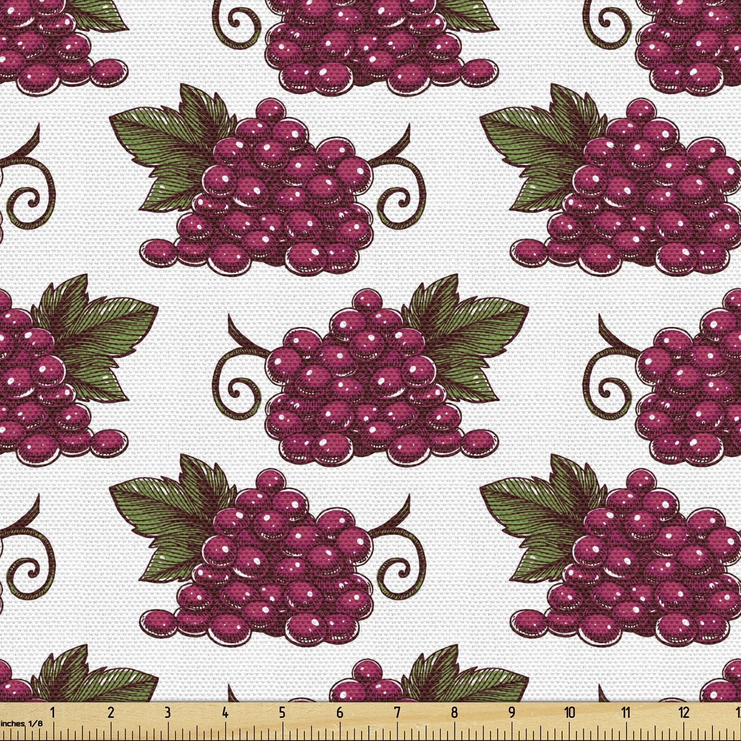 Ambesonne Fruit Fabric by the Yard Upholstery, Repetitive Red Grapes ...