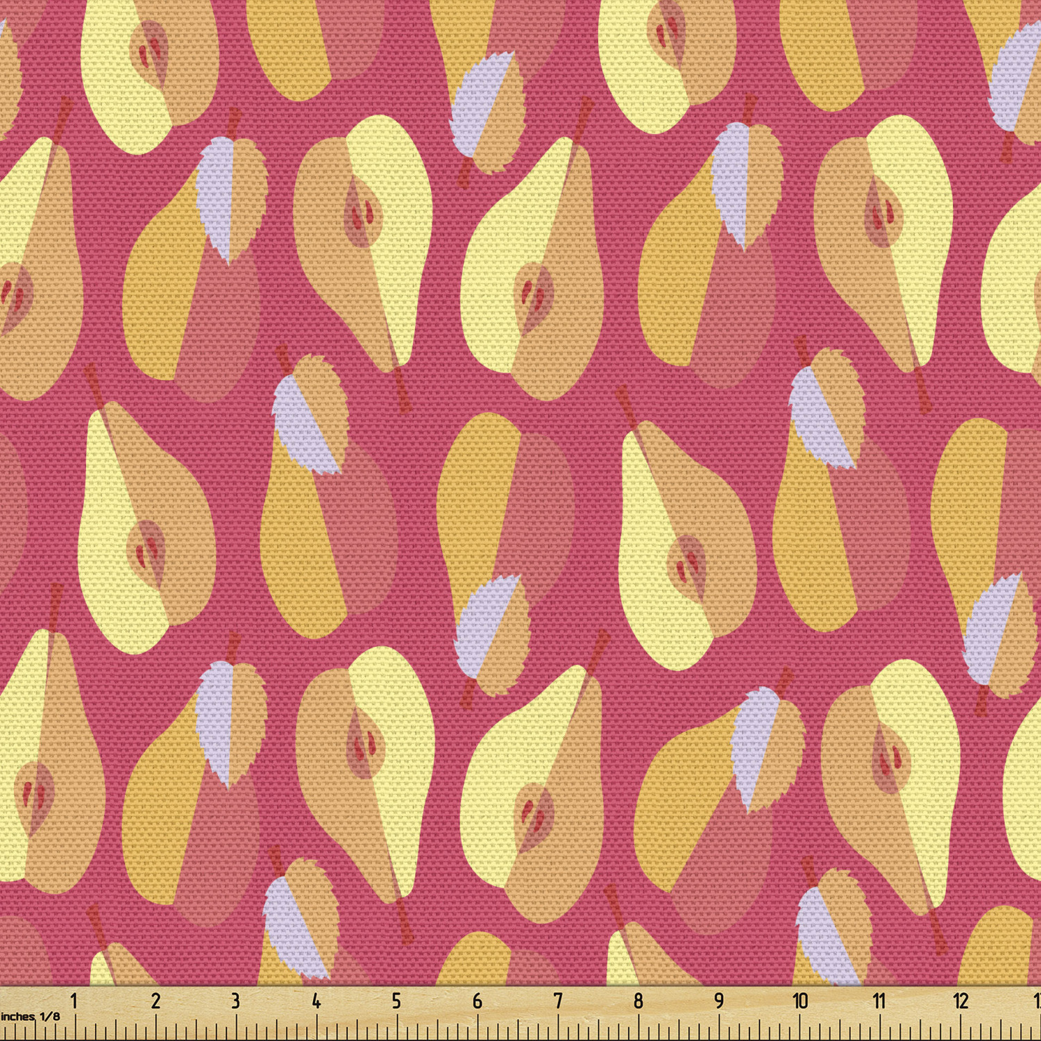 Ambesonne Fruit Fabric by the Yard Upholstery, Warm Tone Fresh Pear ...