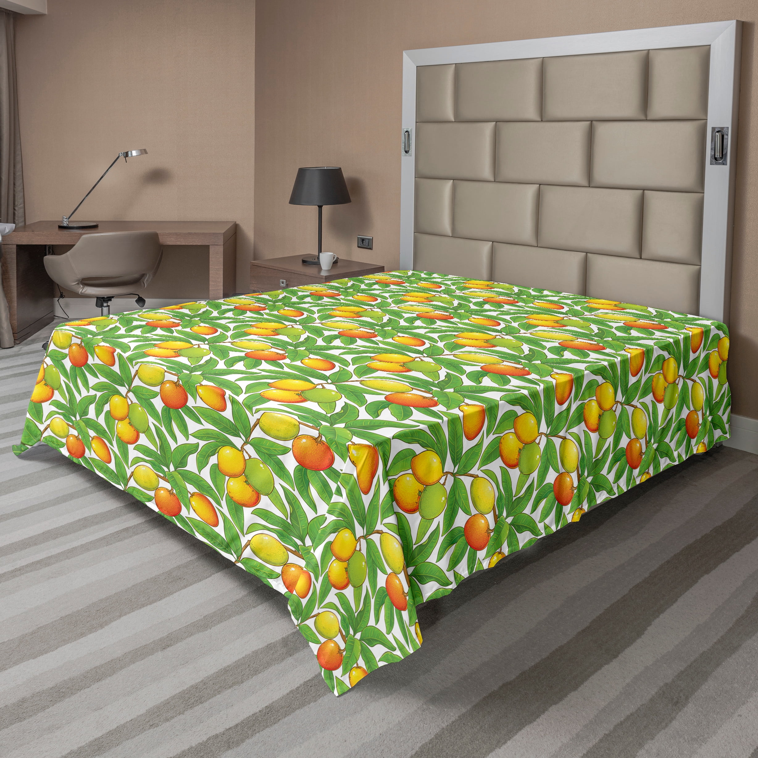 Ambesonne Fruit Flat Sheet, Ripe Mango Branches, California King, Green ...
