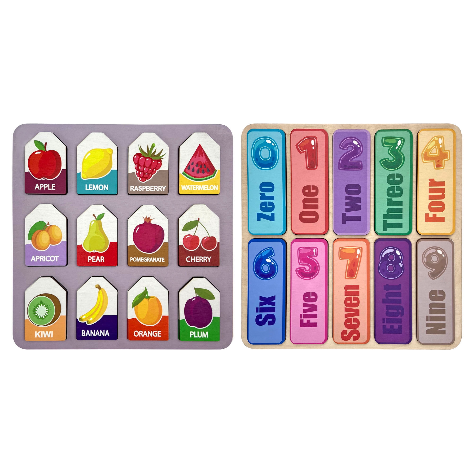 Ambesonne Fruit Math Wooden Puzzle Set of 2 Chunky Pieces, Learn Apple ...