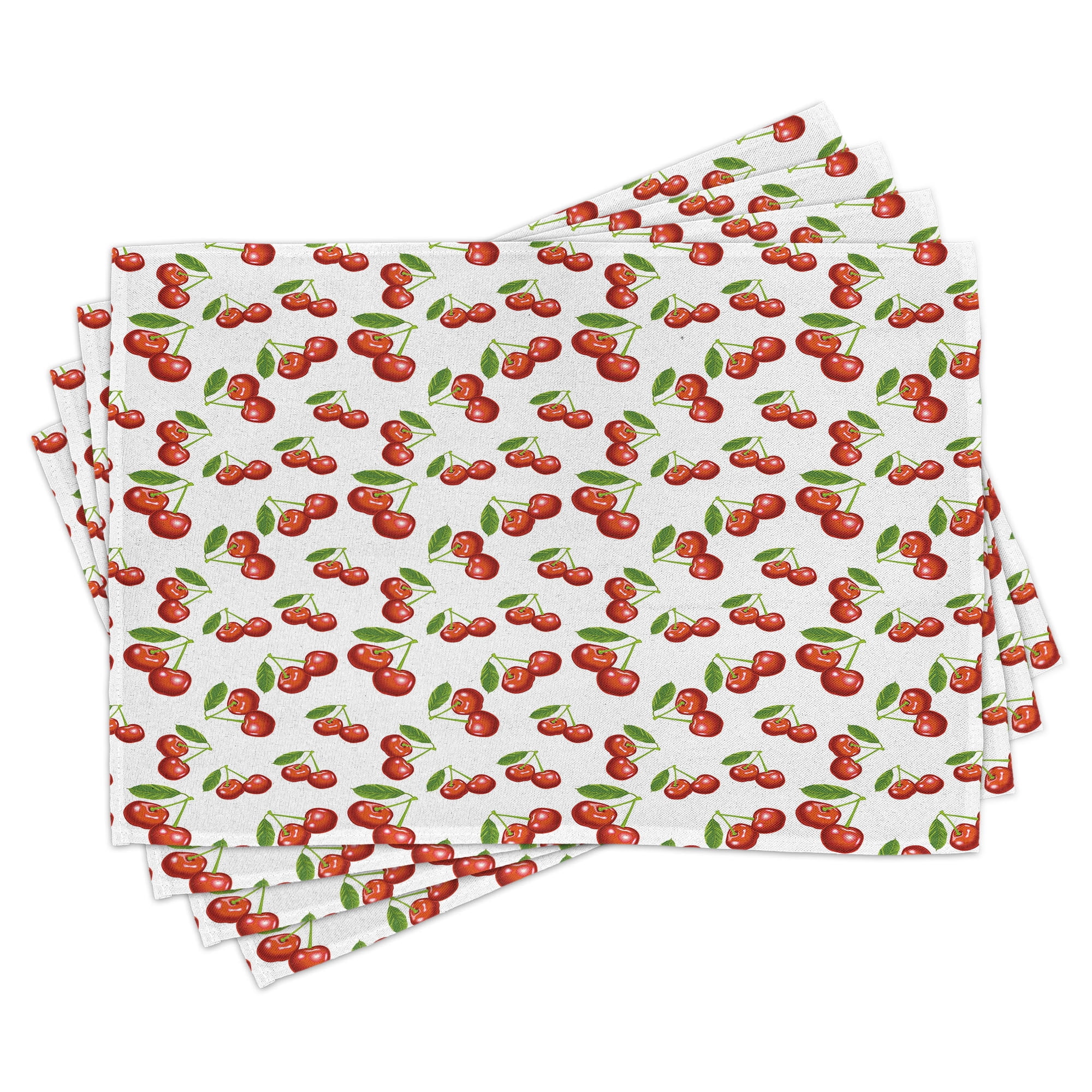 Ambesonne Fruit Place Mats Set of 4, Cherry Fruit Pattern, Standard ...