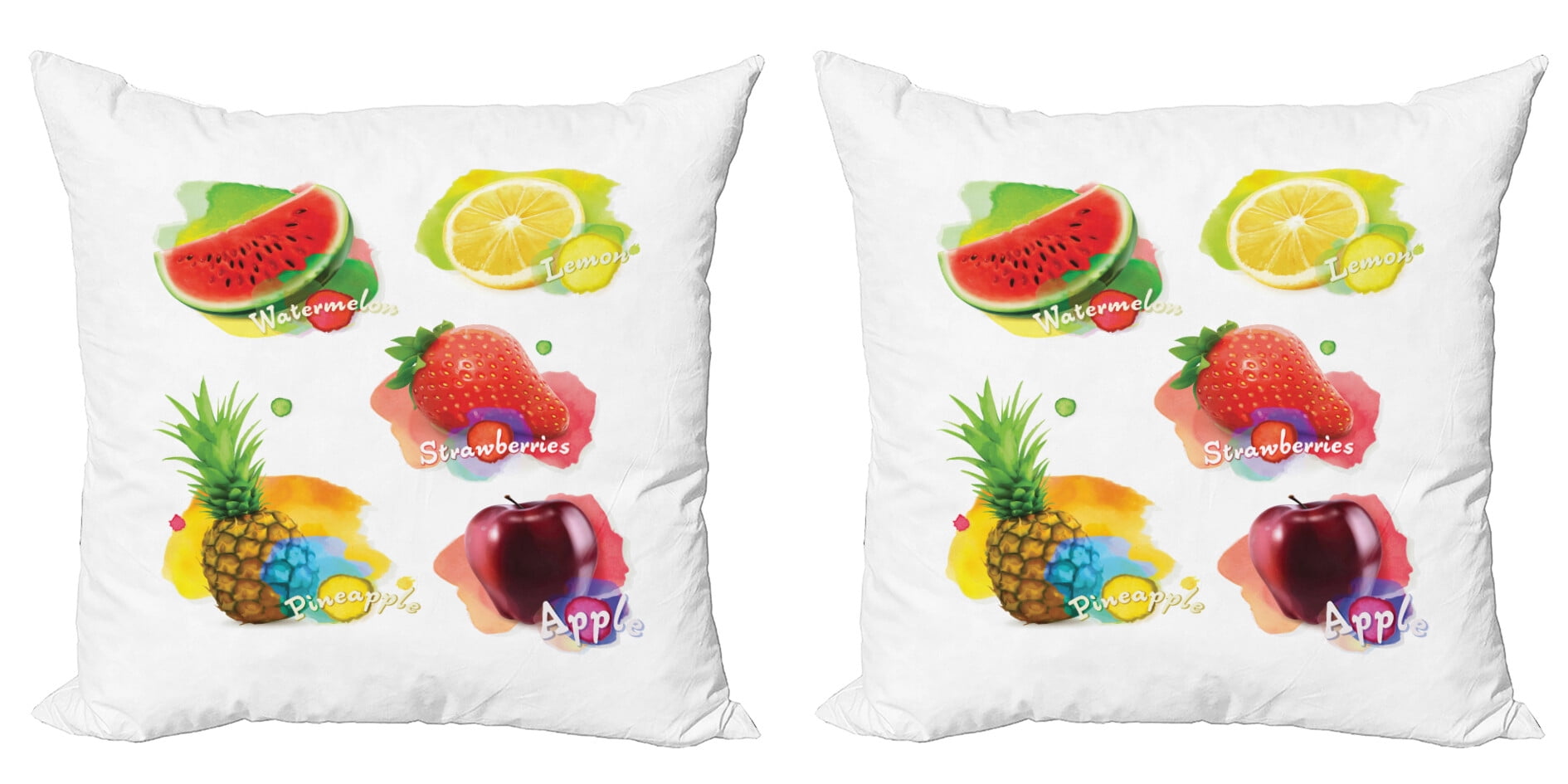 Ambesonne Fruit Throw Pillow Cover 2 Pack, Colorful Summer Food, 20 ...