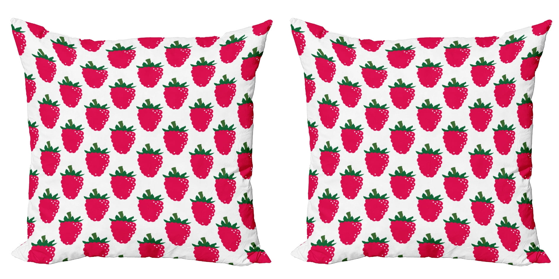 Ambesonne Fruit Throw Pillow Cover 2 Pack, Repetitive Raspberries ...