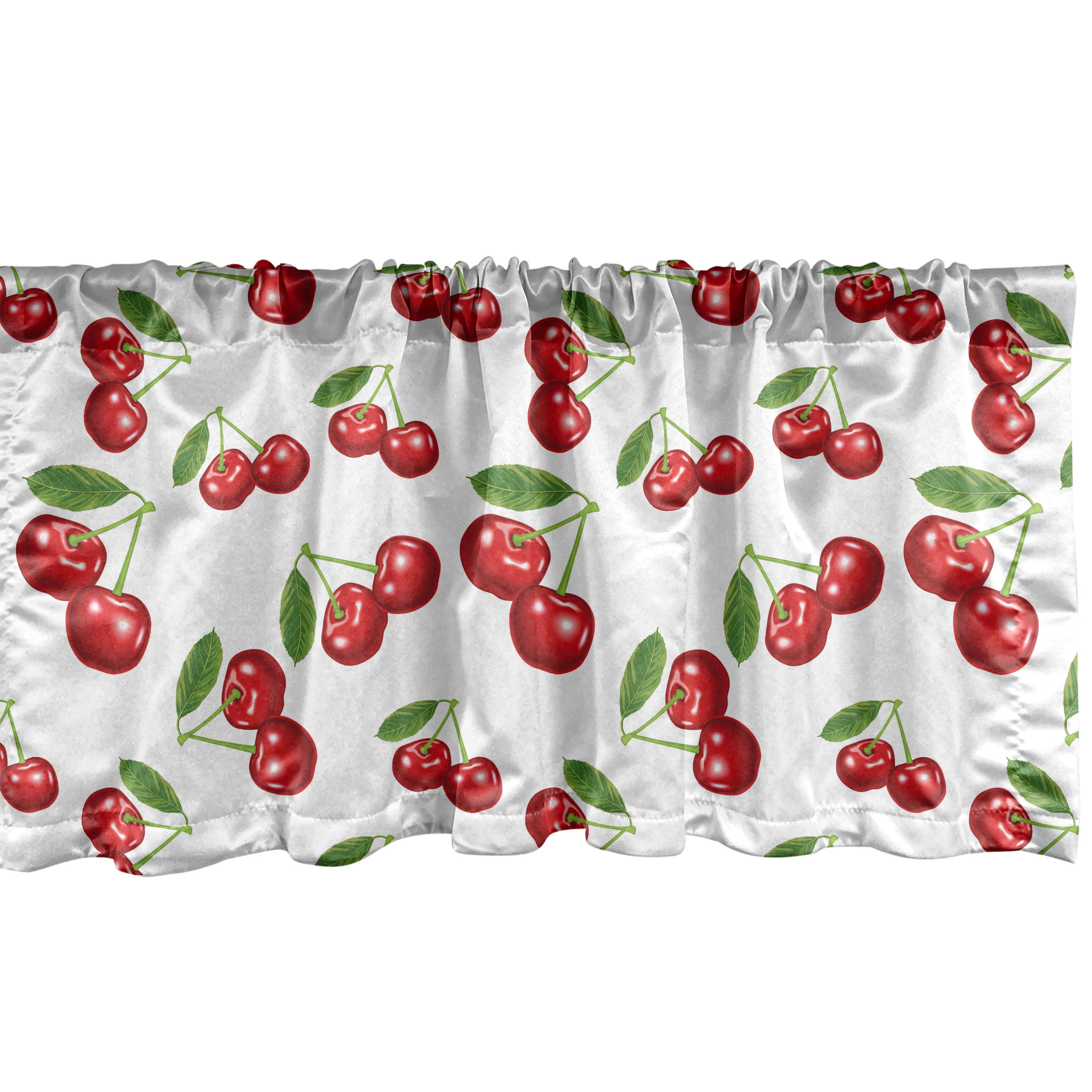 Ambesonne Fruit Window Valance, Cherry Fruit Pattern, 54" X 18", White ...