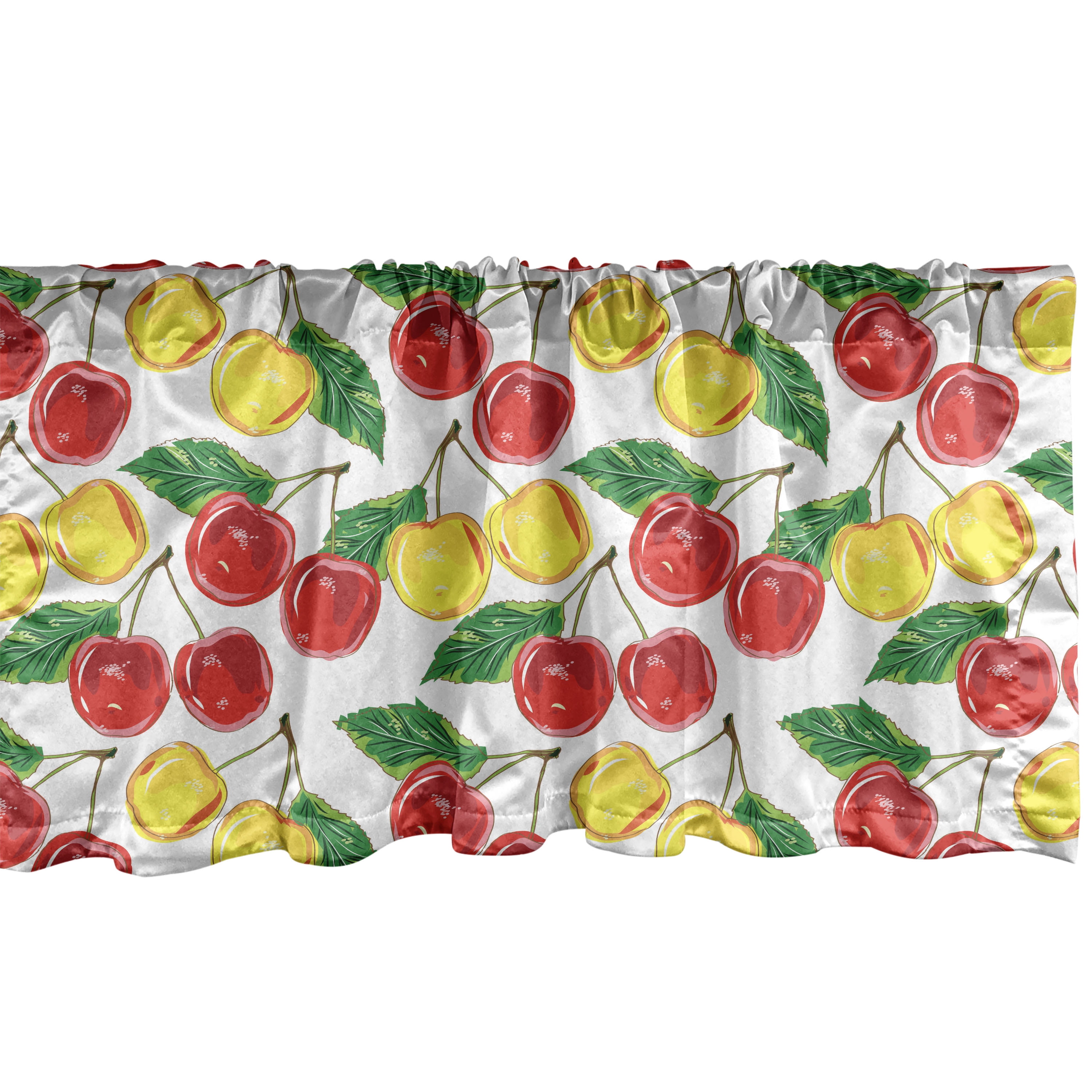 Ambesonne Fruit Window Valance, Graphic Colored Cherries, 54" X 12 ...