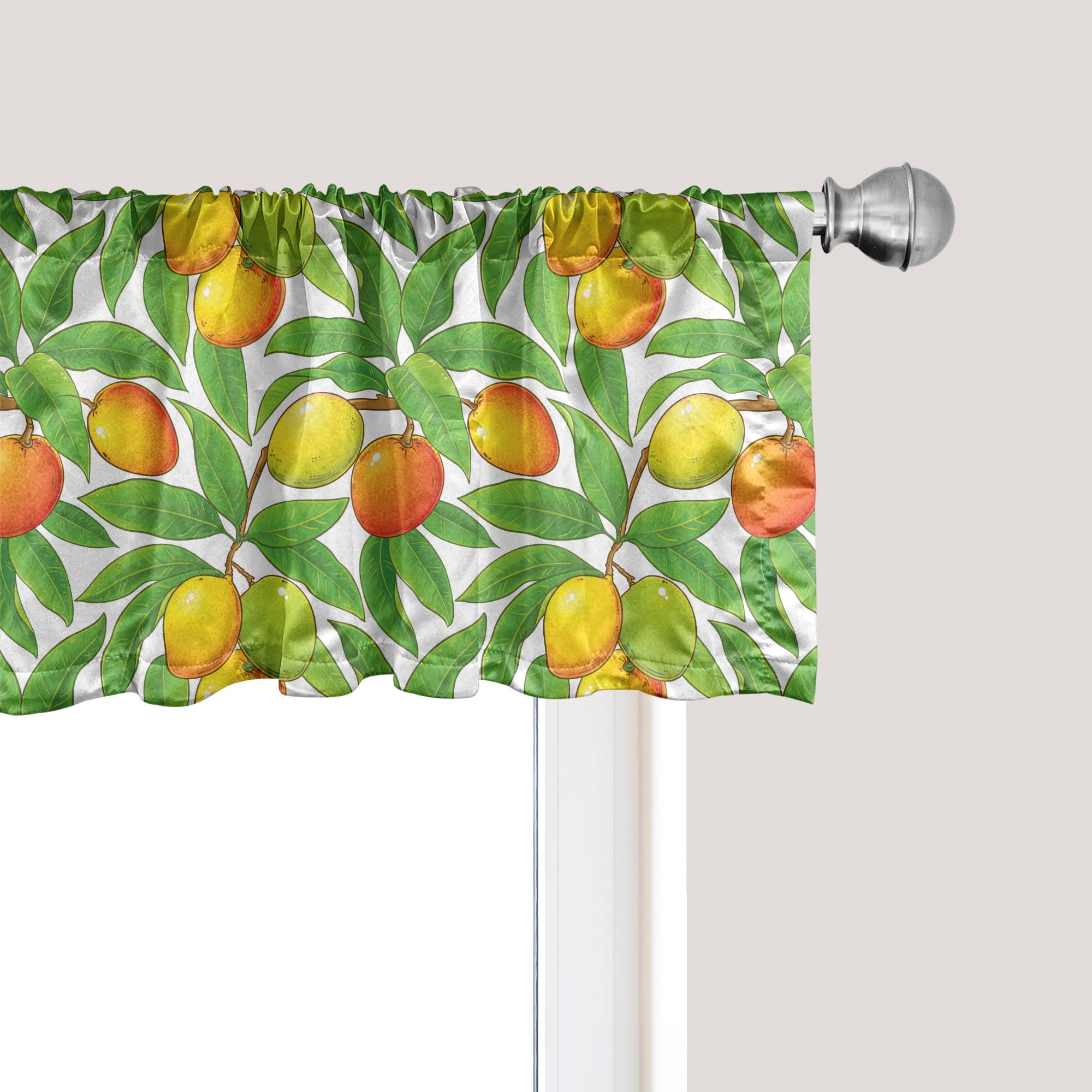 Ambesonne Fruit Window Valance, Ripe Mango Branches, 54" X 18", Green ...