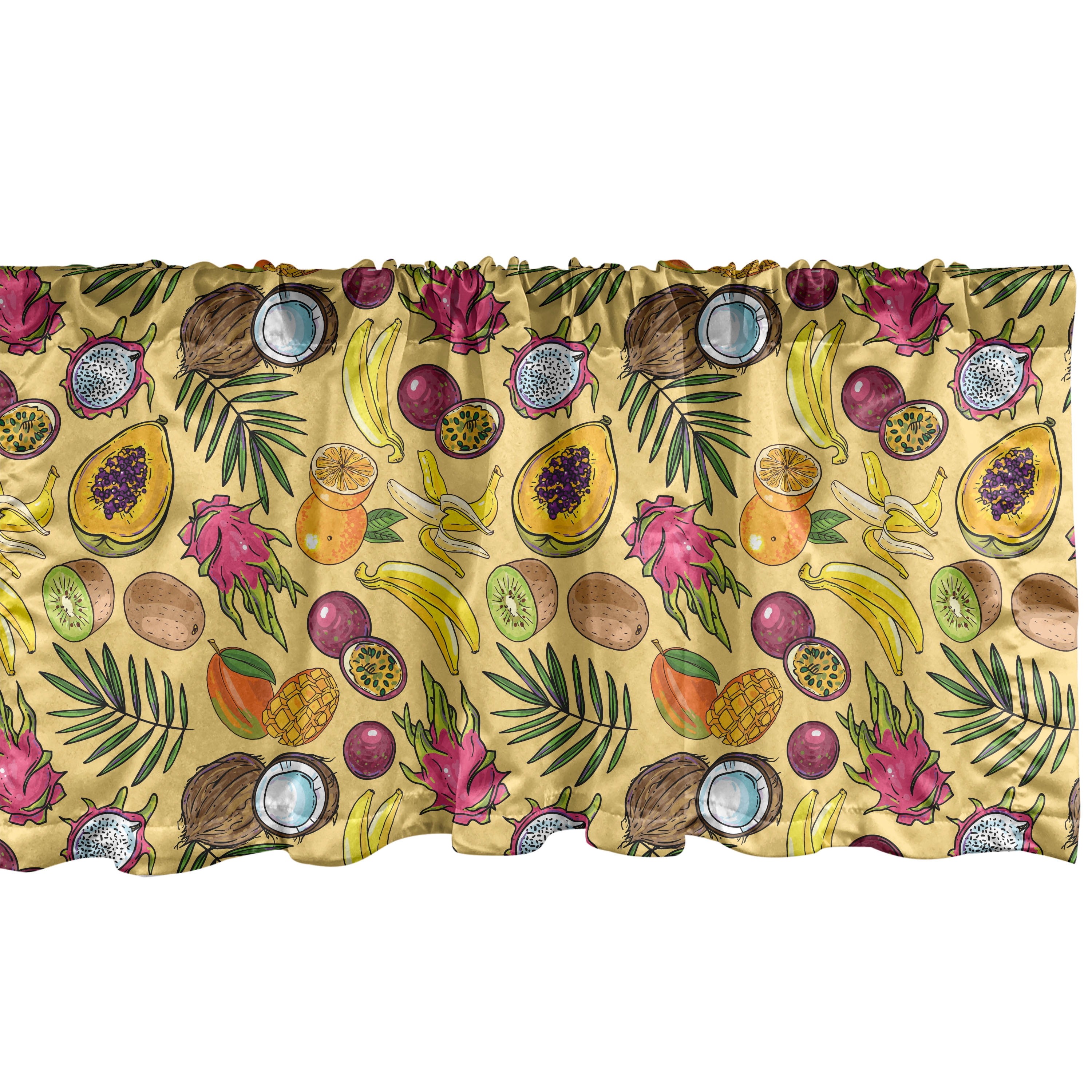 Ambesonne Fruit Window Valance, Tropical Summer Food, 54" X 12 ...
