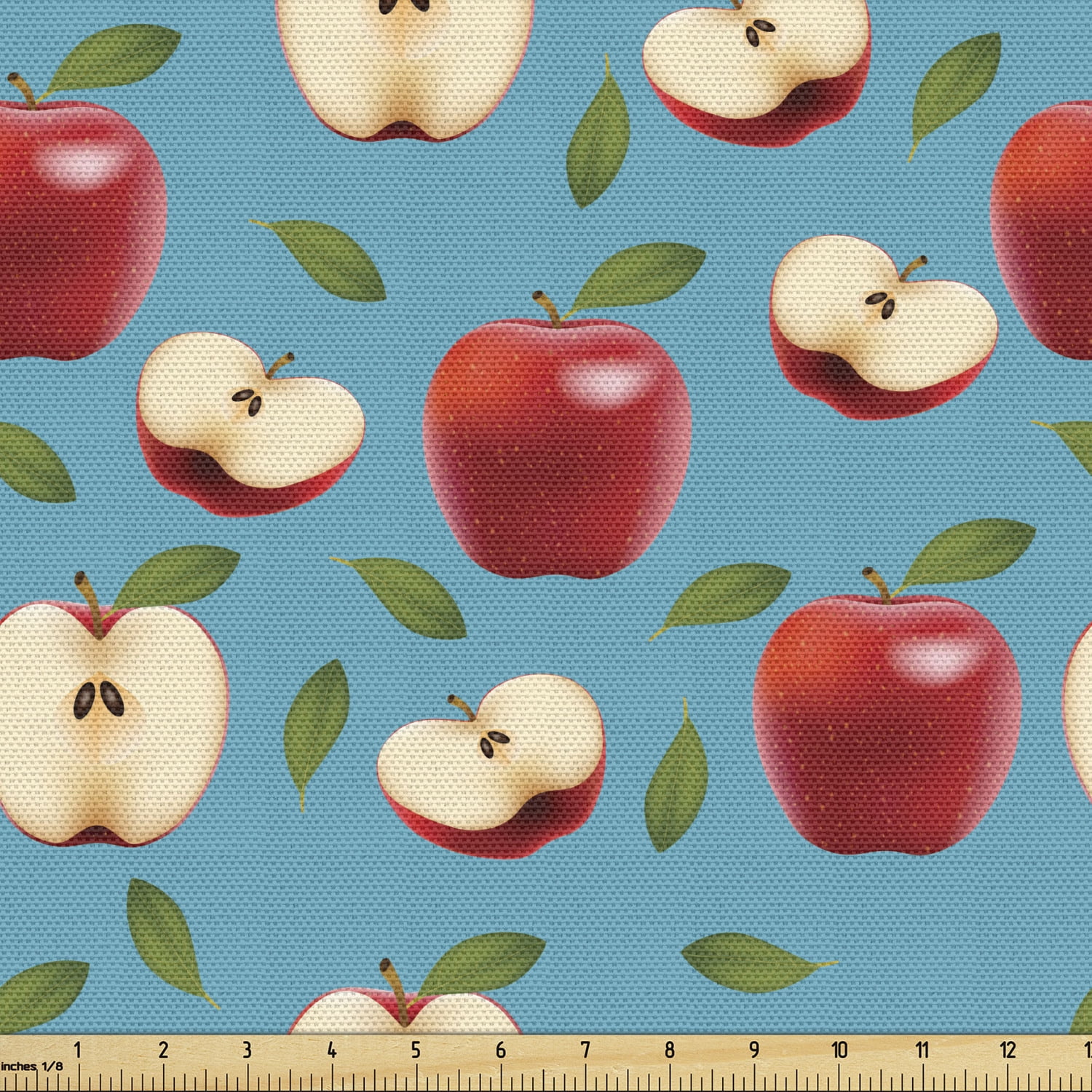 Ambesonne Fruits Fabric by the Yard Upholstery, Red Delicious Apples ...