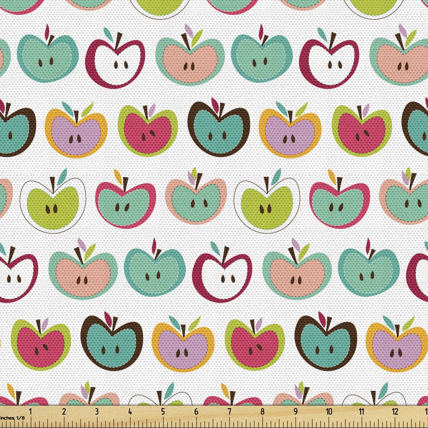Ambesonne Fruits Fabric by the Yard Upholstery, Retro Fruit Pattern ...