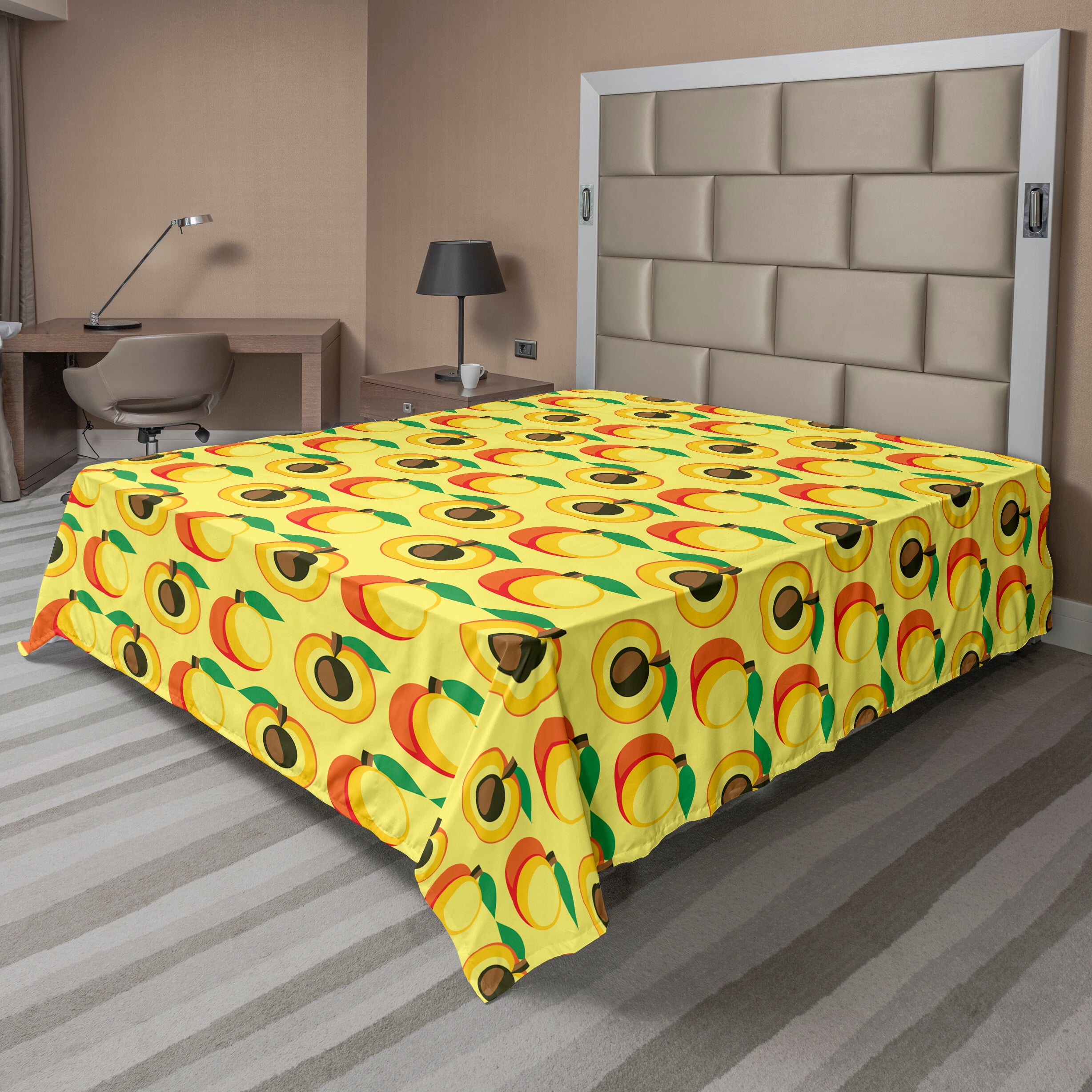 Ambesonne Fruits Flat Sheet, Apricots as Whole and Half, Queen Size ...
