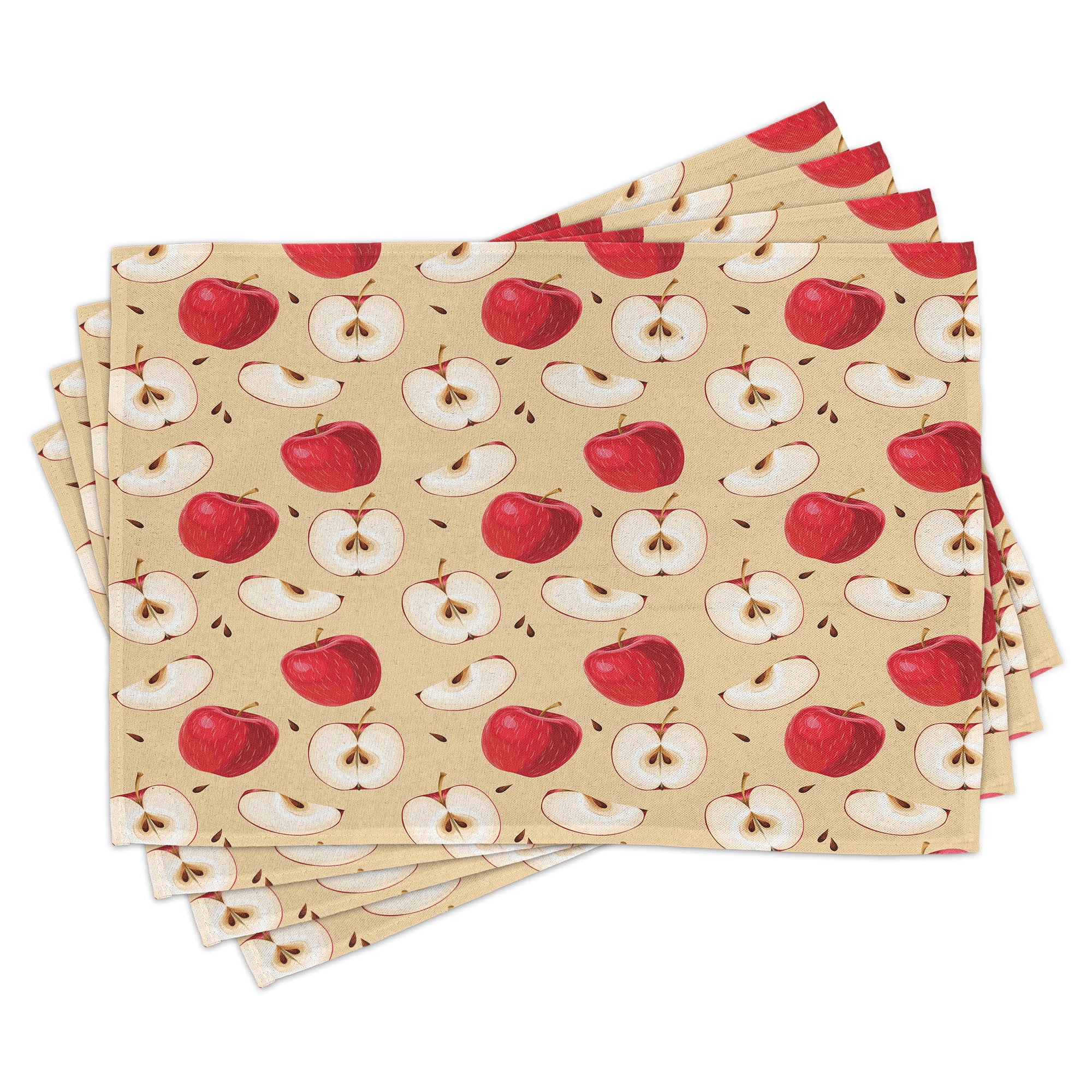 Ambesonne Fruits Place Mats Set of 4, Fresh Fruit Slices Pie, Standard ...