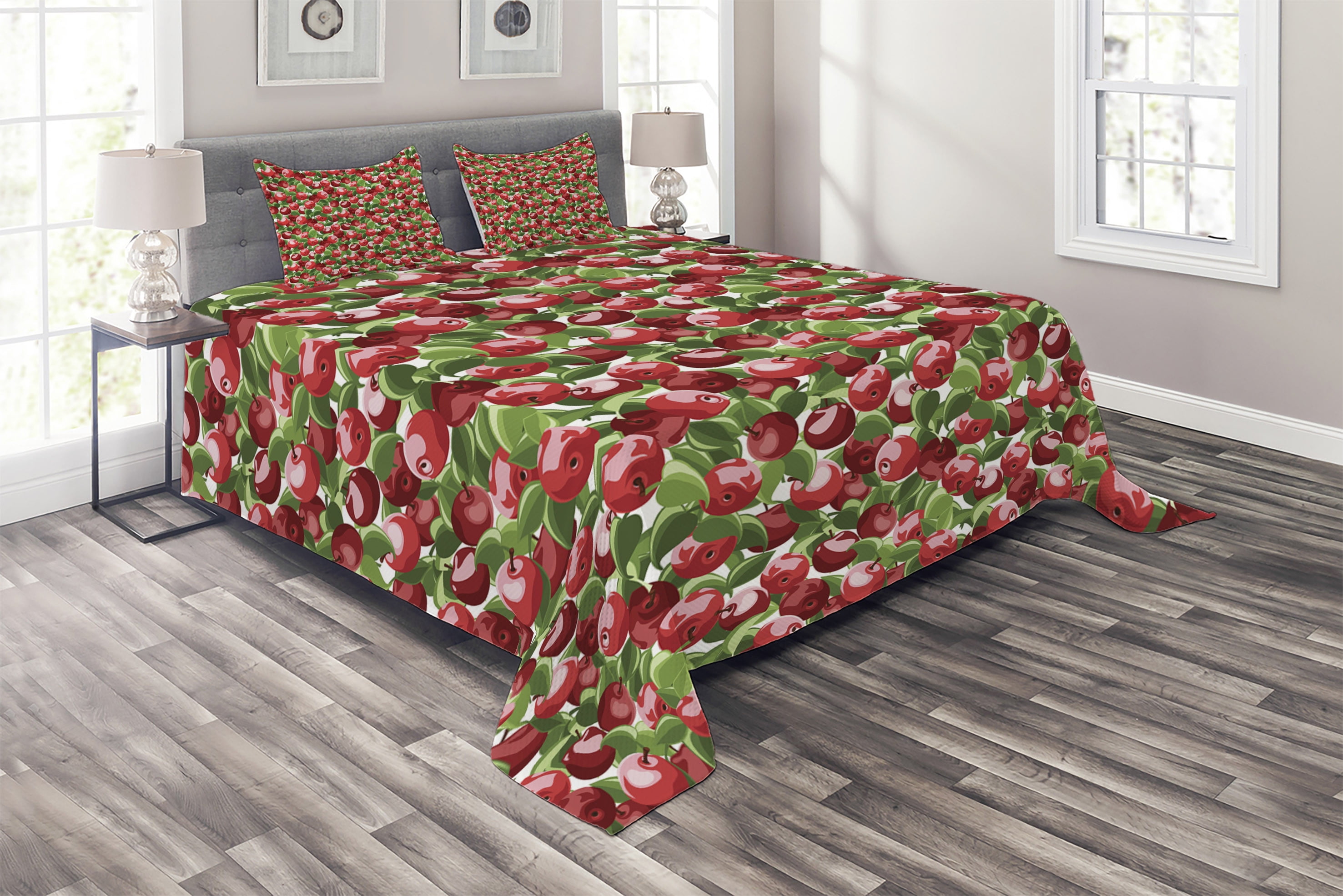 Ambesonne Fruits Quilted Coverlet 3 Pcs, Seasonal ArtGarden Harvest ...