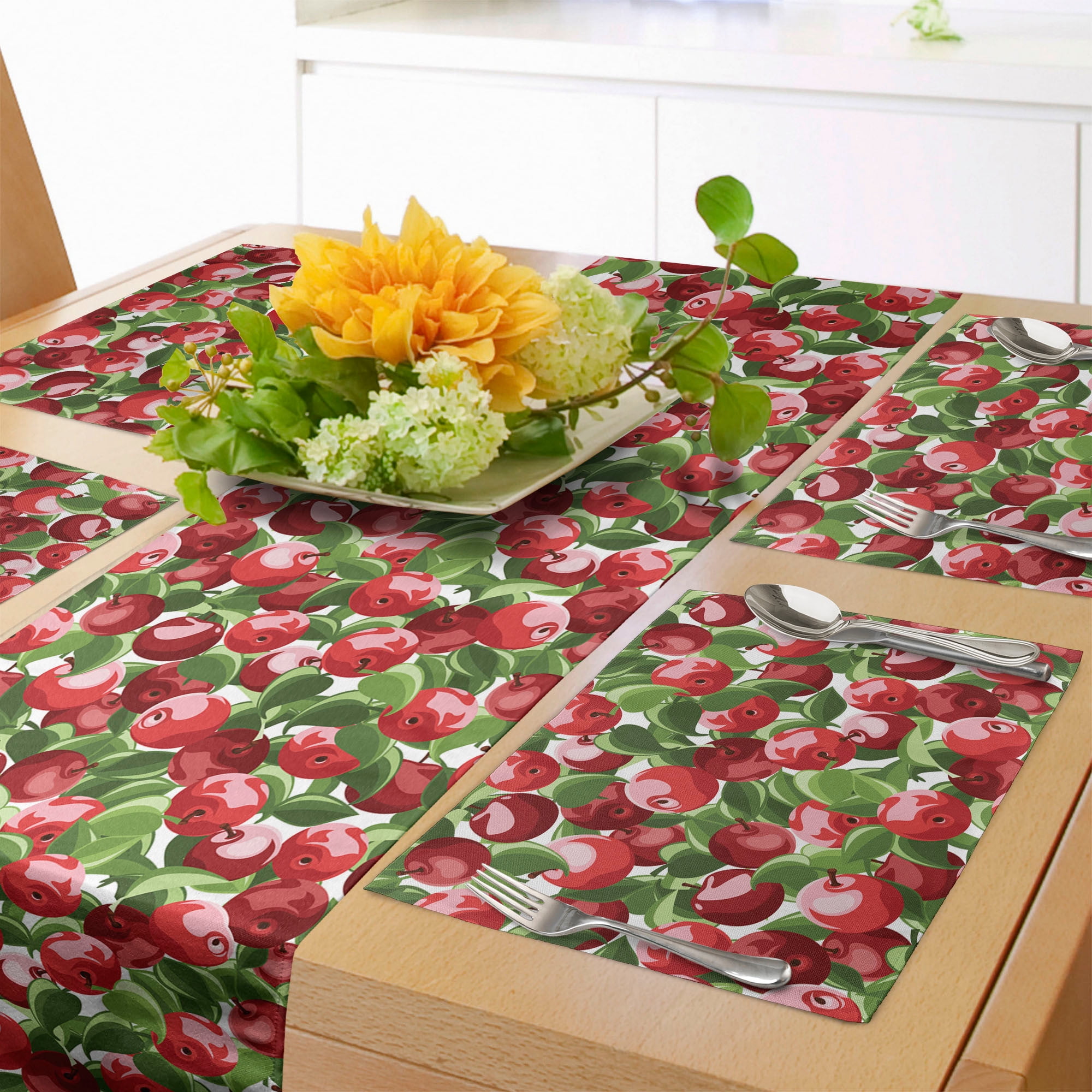 Ambesonne Fruits Table Runner & Placemats, Organic Garden Harvest ...