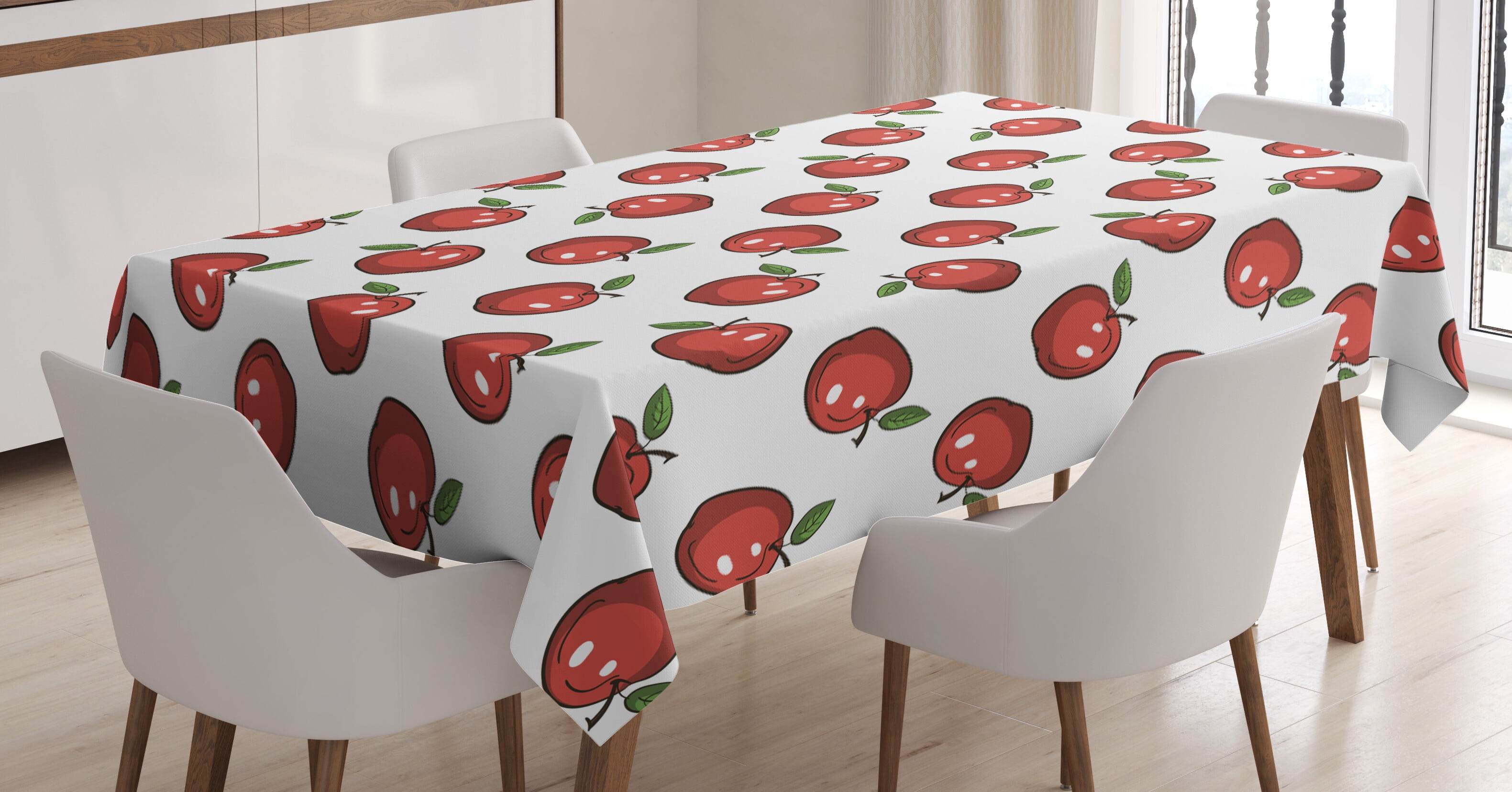 Ambesonne Fruits Tablecloth Rectangular Table Cover, Cartoon Apple ...